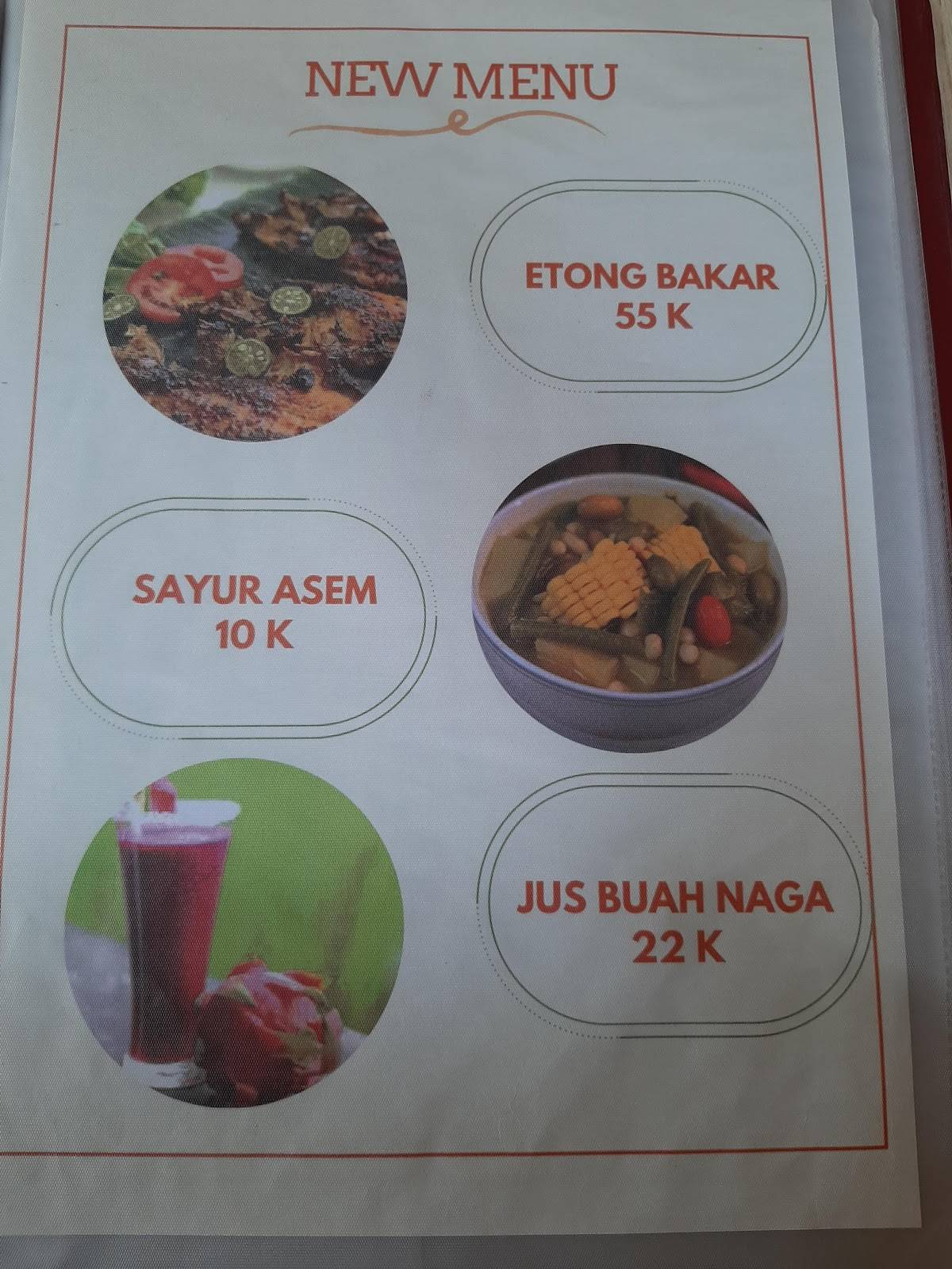 Menu at Rumah makan Saung Sarasa restaurant, Subang