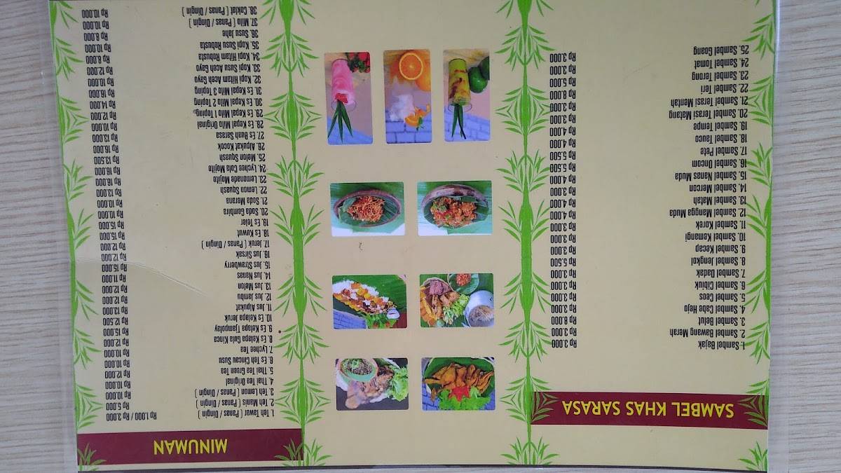 Menu at Rumah makan Saung Sarasa restaurant, Subang