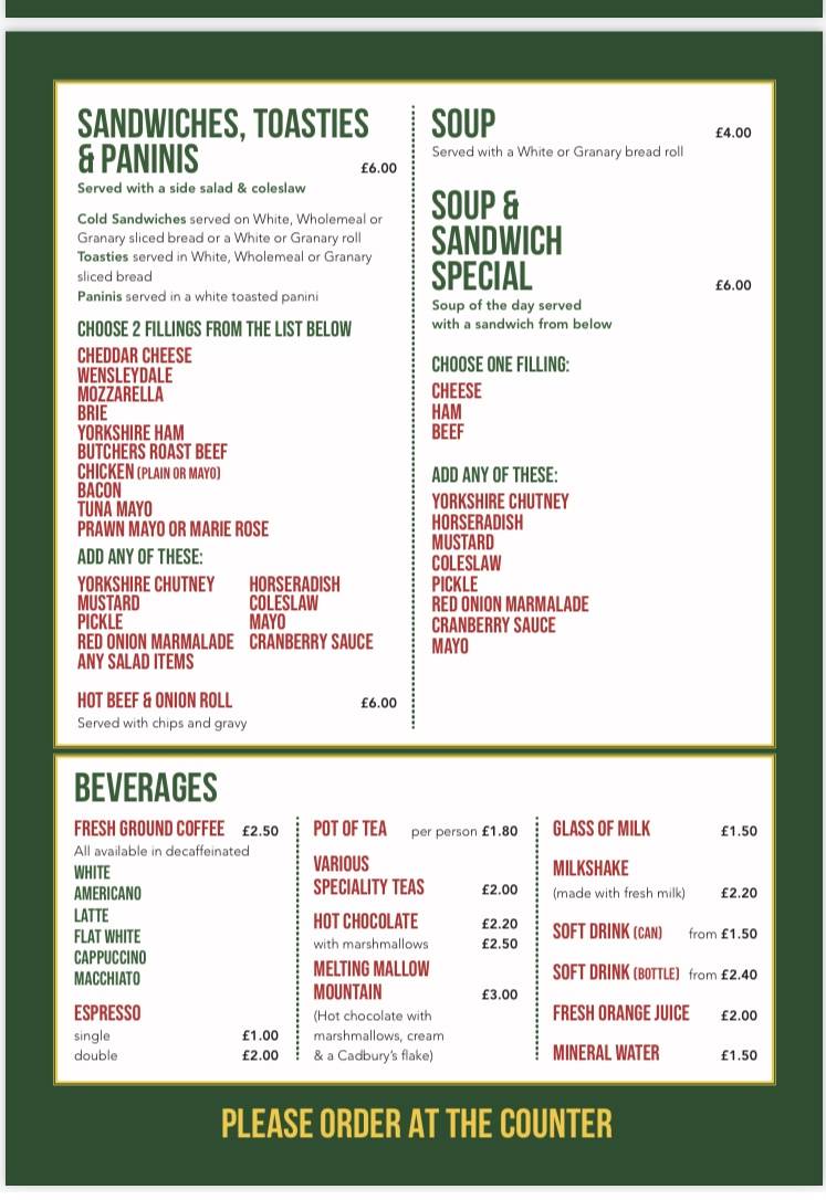 Menu at Russell’s Cafe & Bakery, Pickering, 20 Market Pl