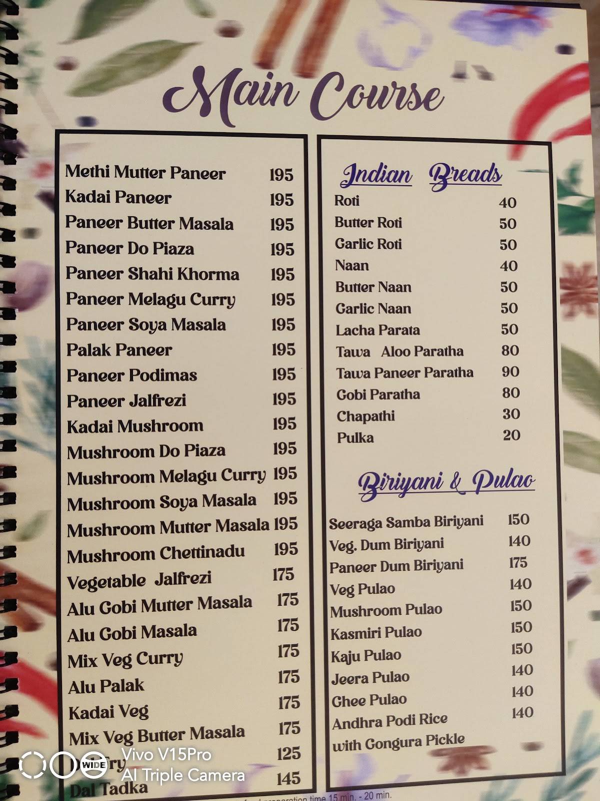 Menu at SANMITH PURE VEG RESTAURANT, Chennai