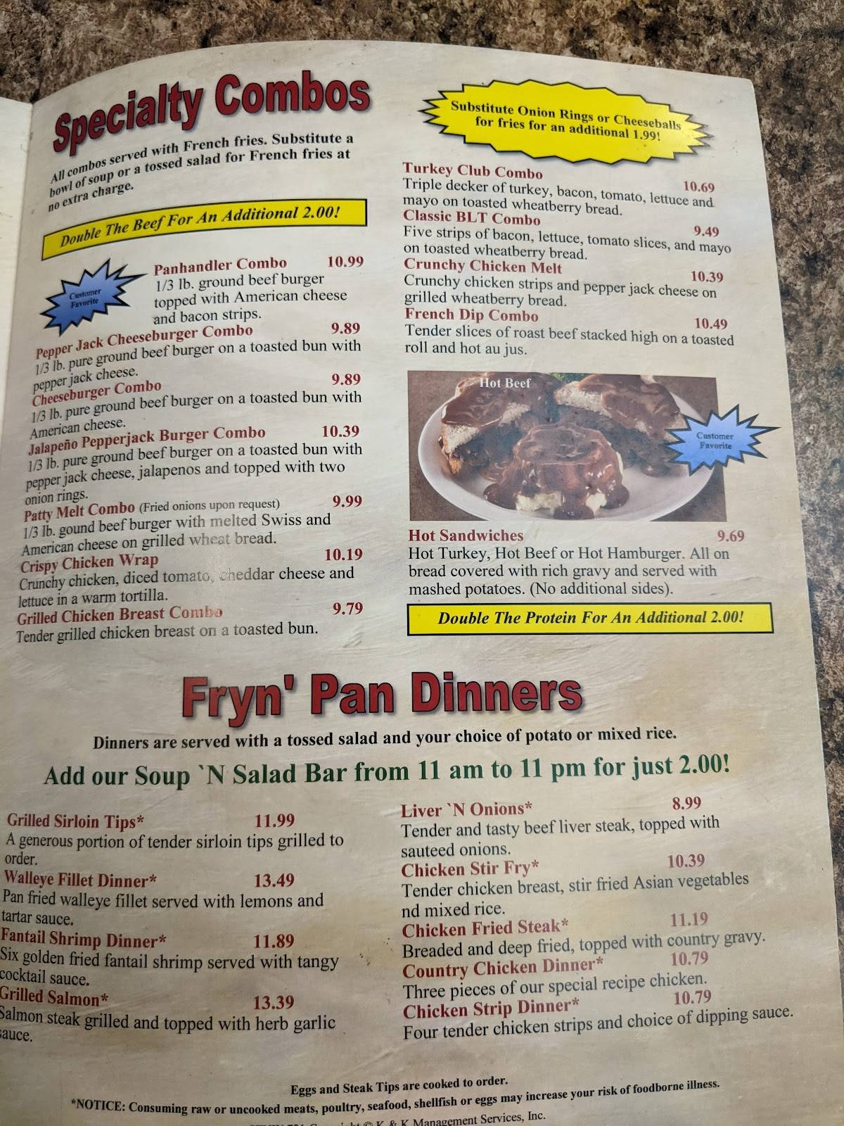 Menu at SF 12th Fryn' Pan Family Restaurant, Sioux Falls, W 12th St