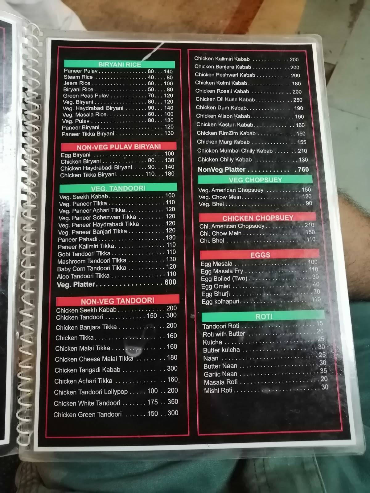 Menu at Sai Darshan Rasoi, Navi Mumbai