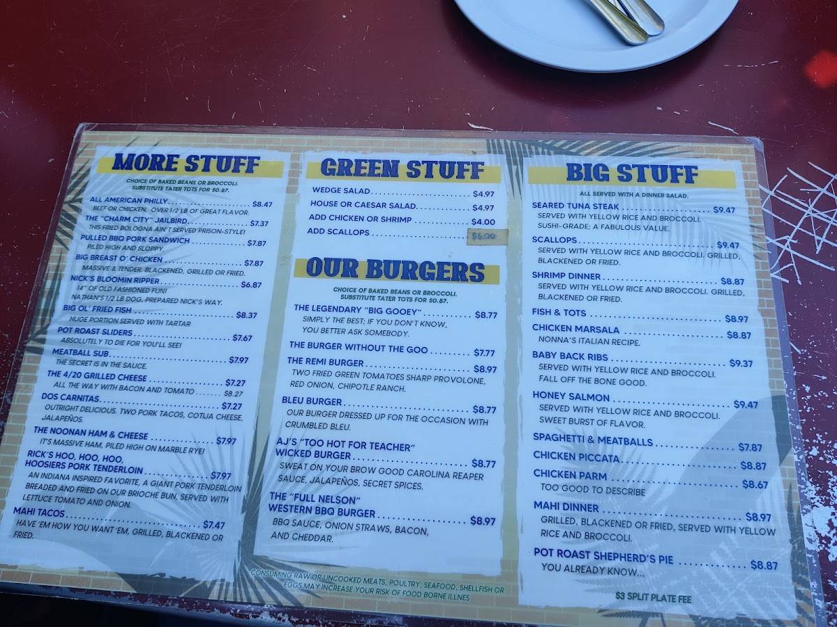 Menu at The Joint St. Pete pub & bar, Saint Petersburg
