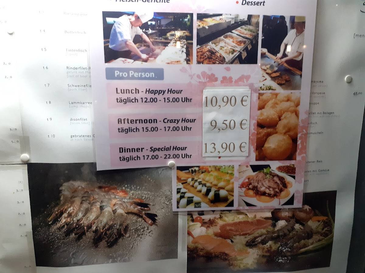 Menu at Sakura II restaurant, Berlin, Kaiserdamm 32
