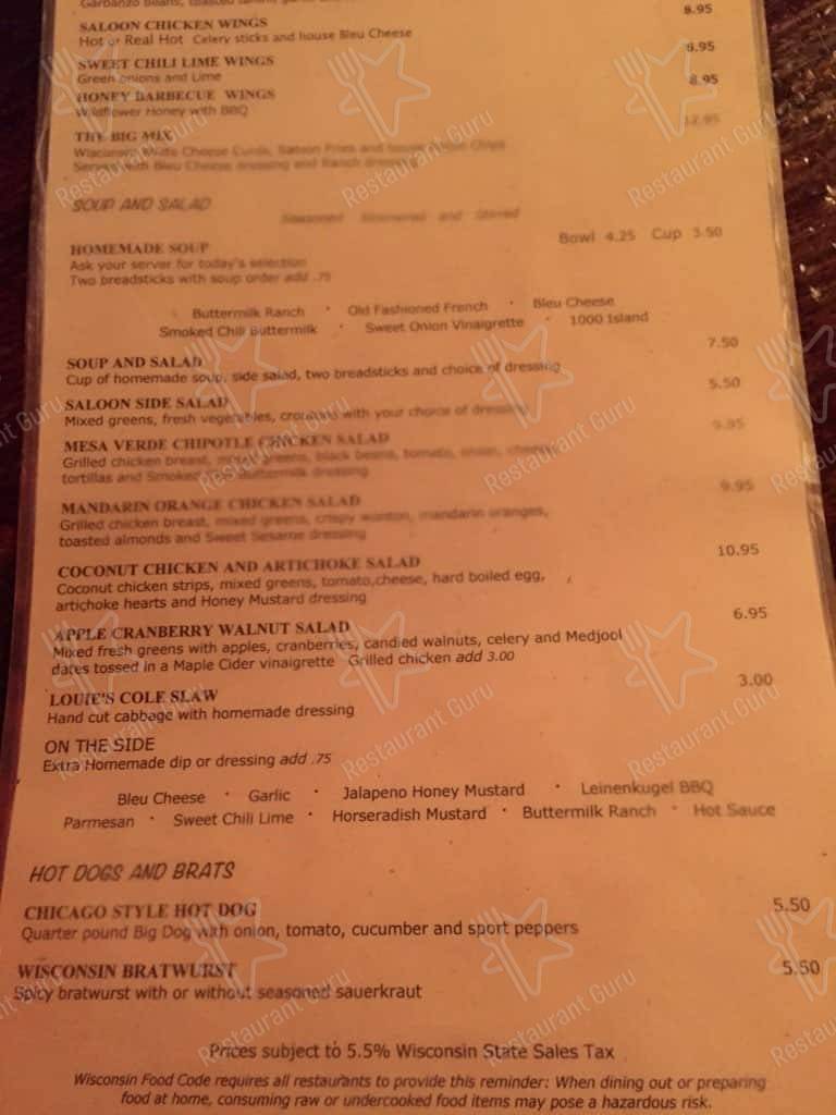 Menu at Old Saloon Bar & Grill, New Richmond