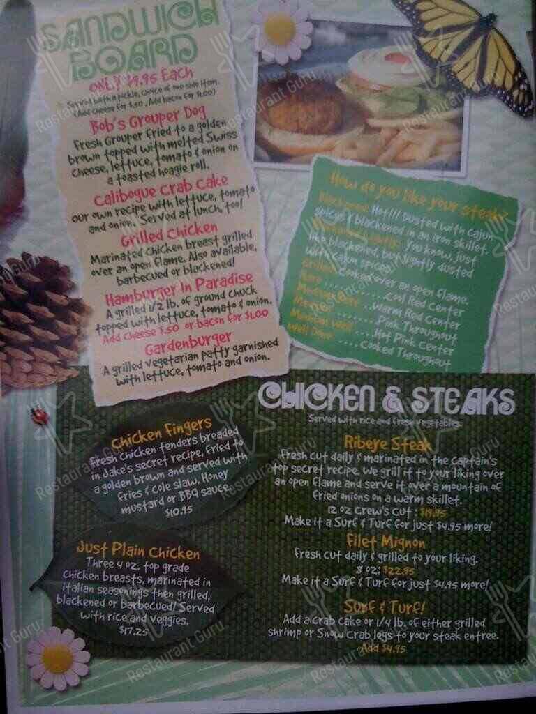 Menu at The Salty Dog Cafe, Hilton Head Island, 232 S Sea Pines Dr