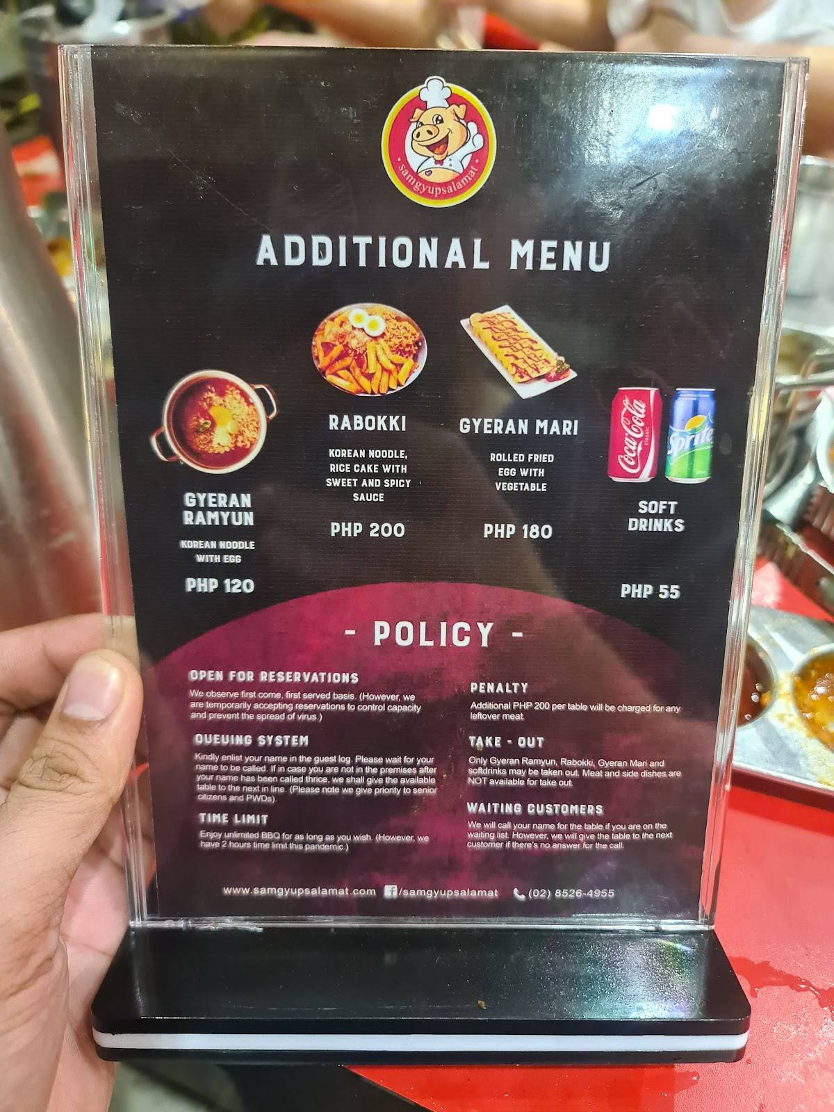 Menu at Samgyupsalamat - Salem Complex restaurant, Pasay, Salem Complex