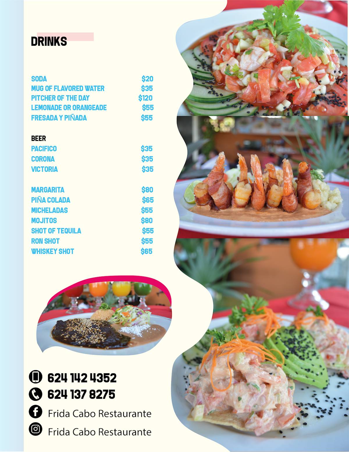 Carta de Frida Cabo Restaurante, San José del Cabo