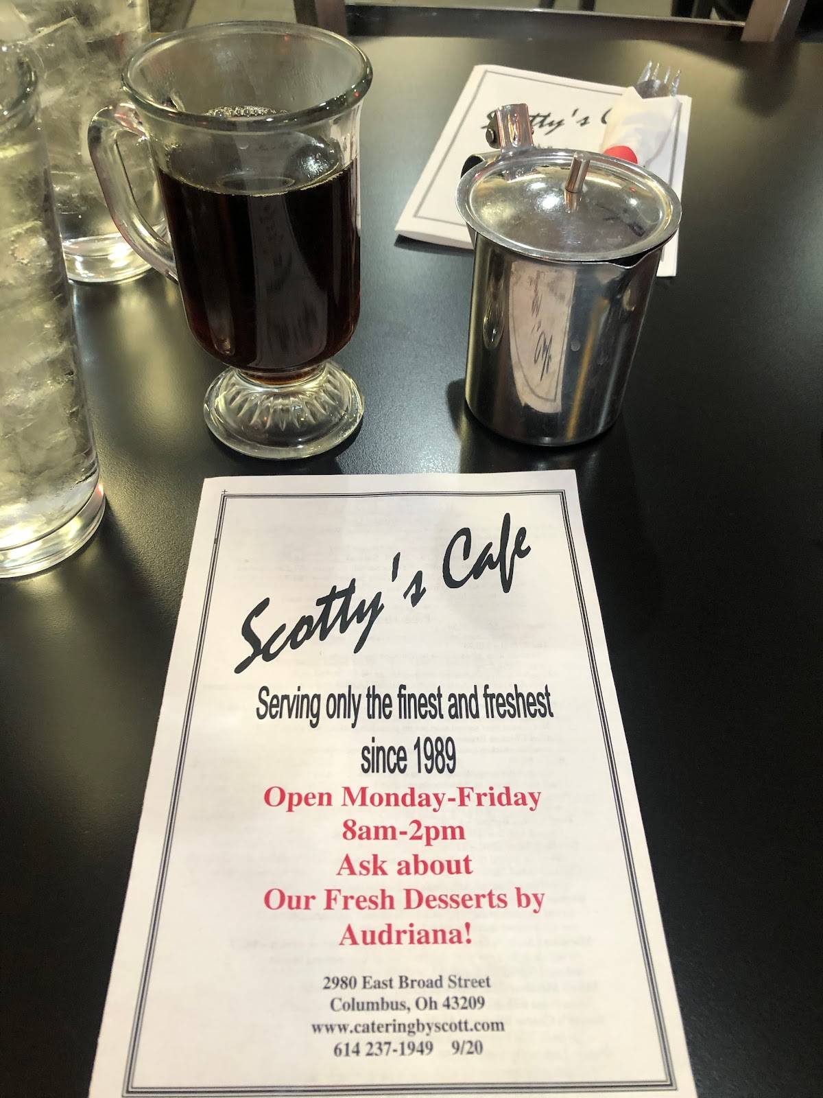 Menu at Scotty's Cafe, Columbus