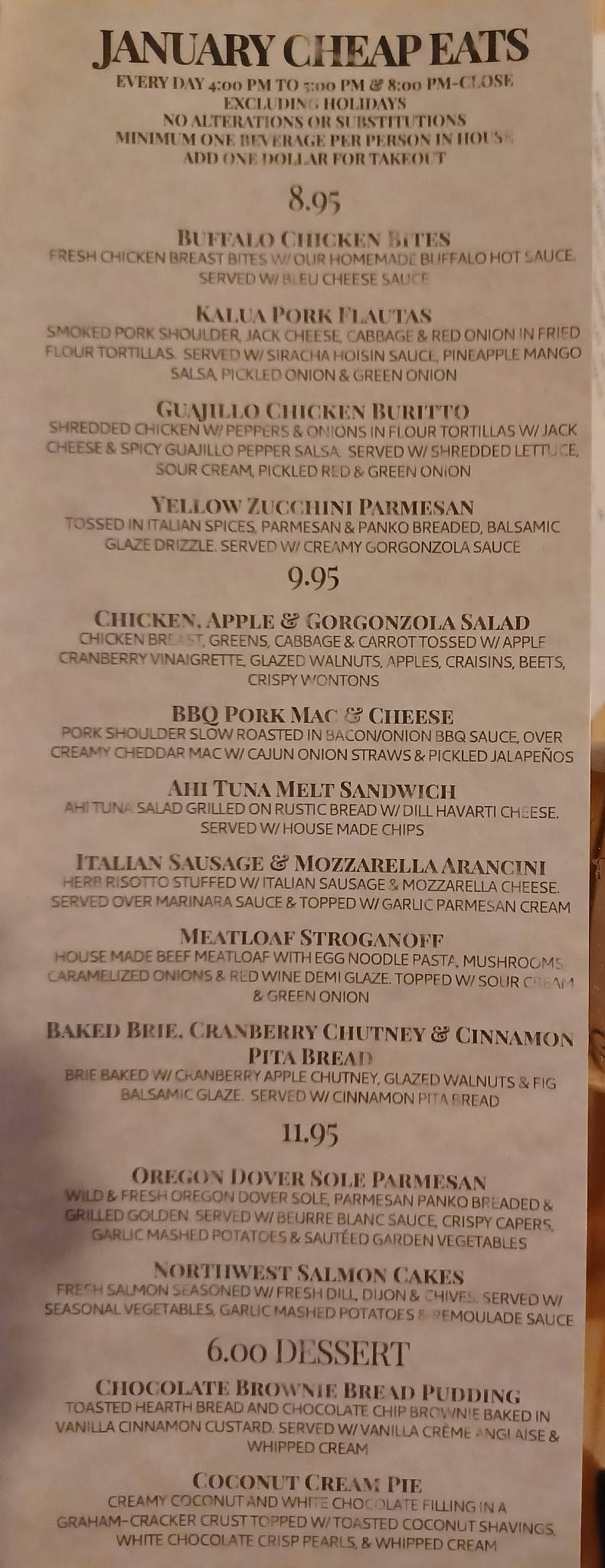 Menu at Seasons & Regions Seafood Grill restaurant, Portland