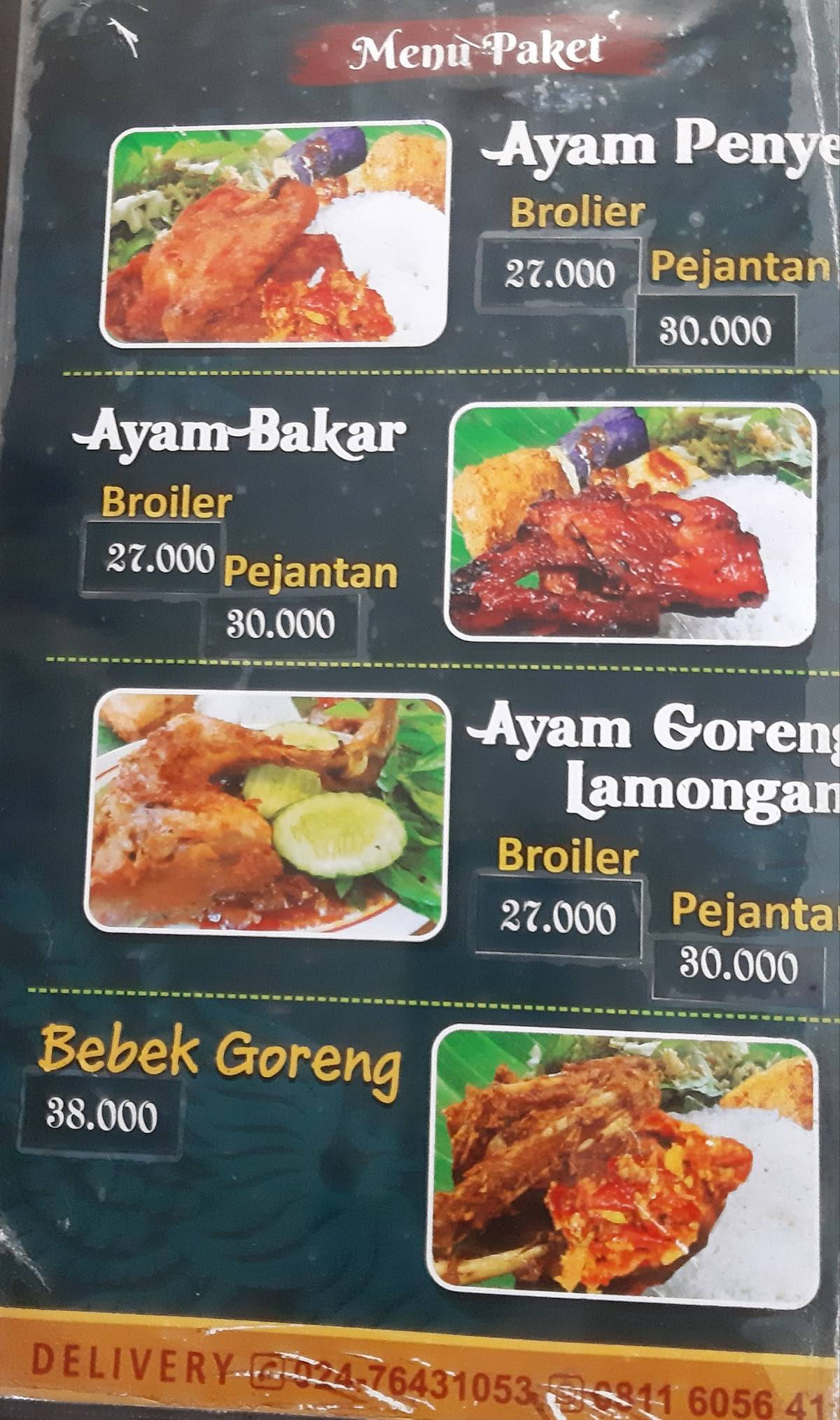 Menu at Ayam Penyet Surabaya Ngaliyan restaurant, Semarang, X8MQ+6F9