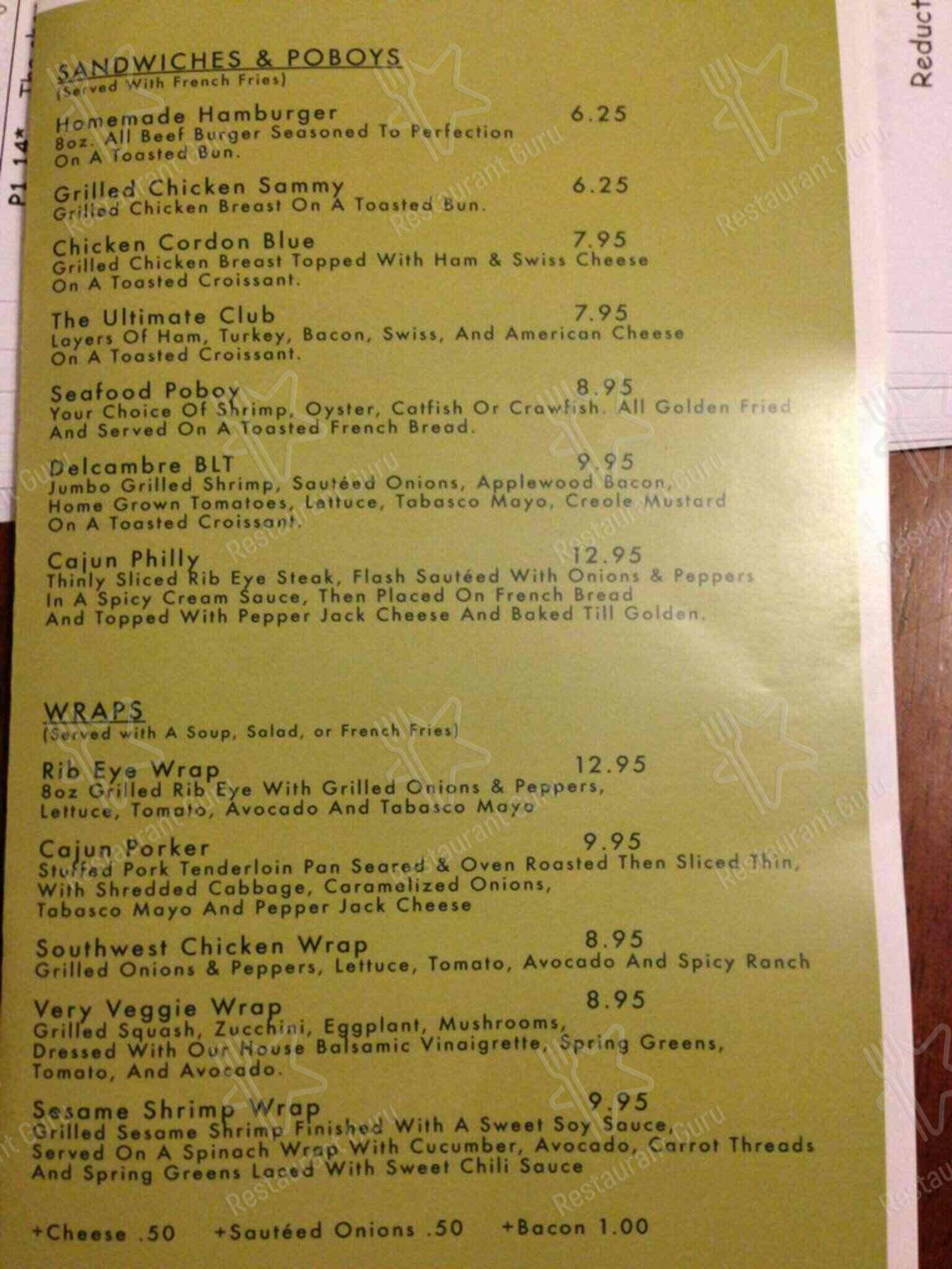 Menu at Shade Tree Cafe, Broussard