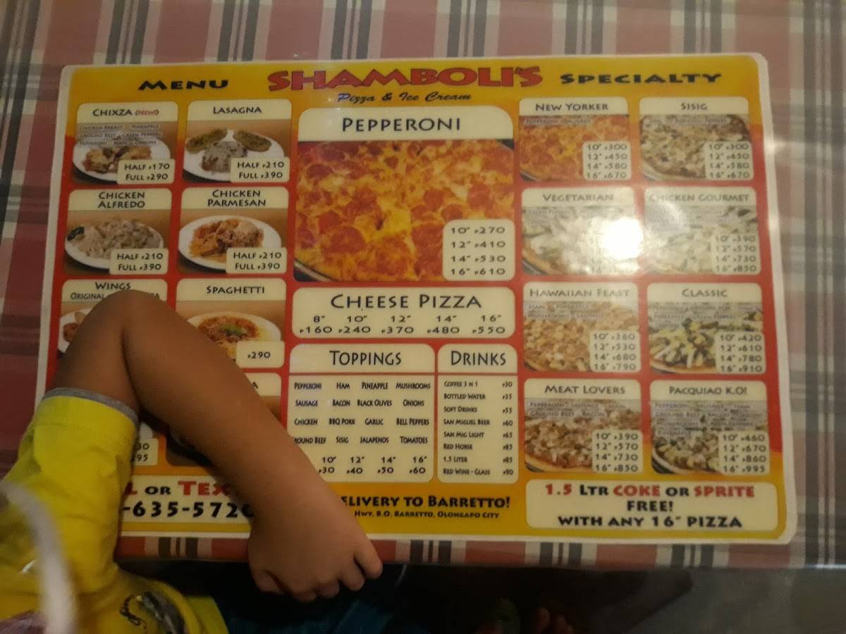 Menu at Shamboli's Pizza pizzeria, Olongapo, 57