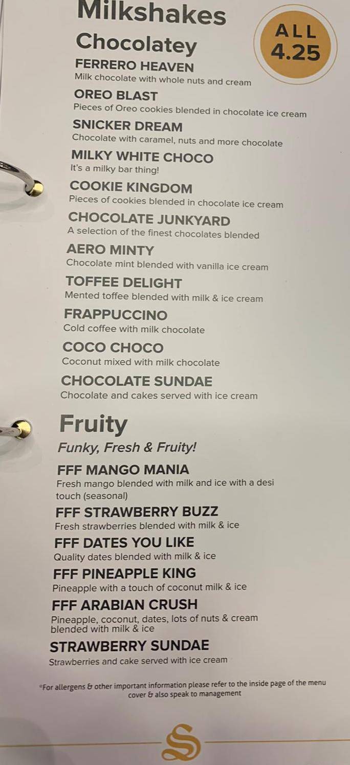 Menu at Shimlas Oldham restaurant, Oldham