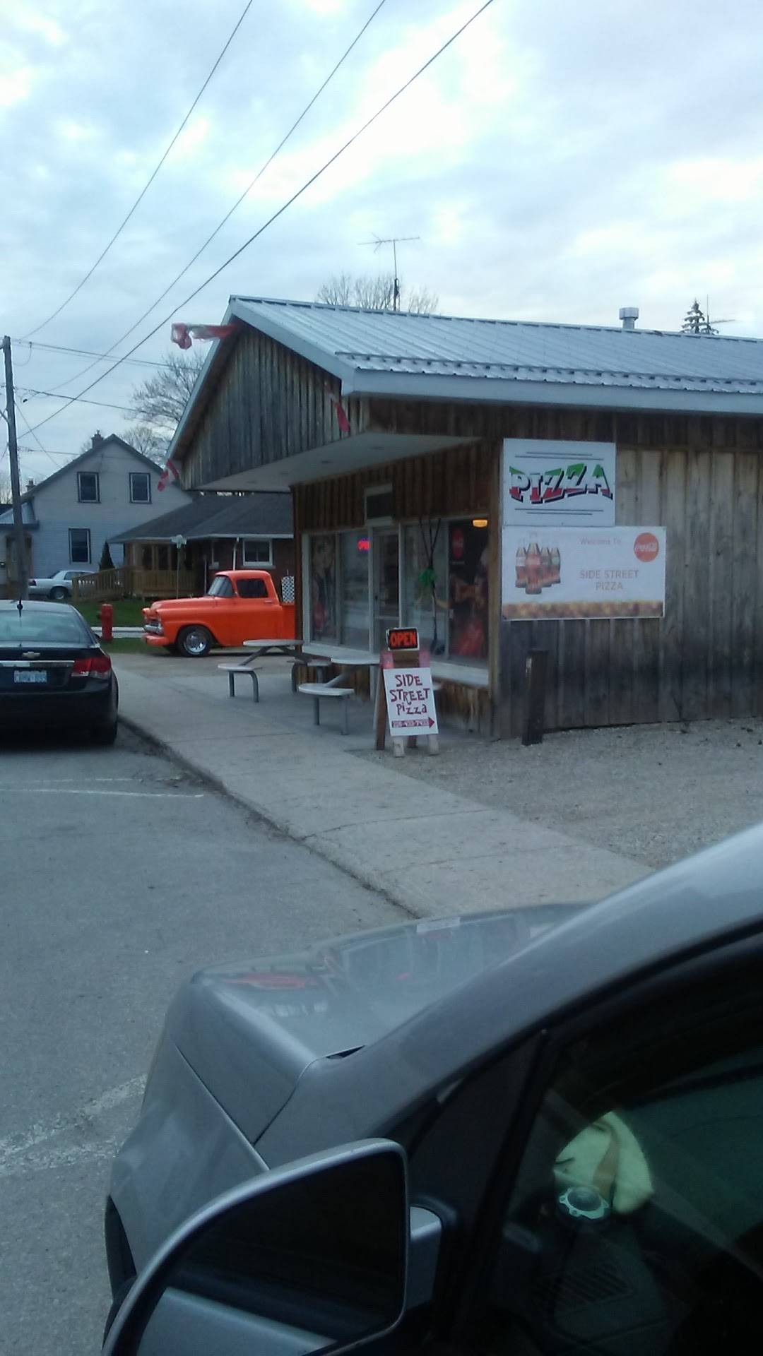 Menu at Side Street Pizza restaurant, Chesley