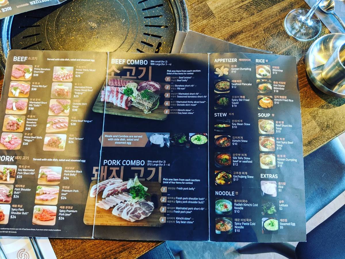 Menu at Sizzle Korean Barbecue, Scottsdale
