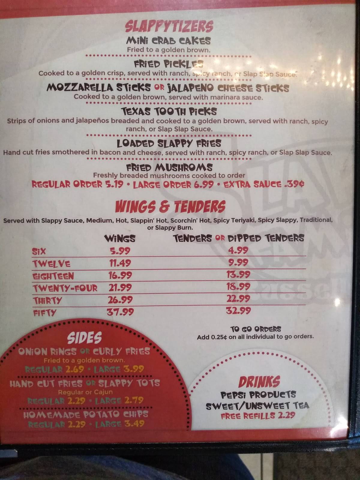 Menu at Slappyz Family Diner restaurant, Russellville, 553 E 1st St