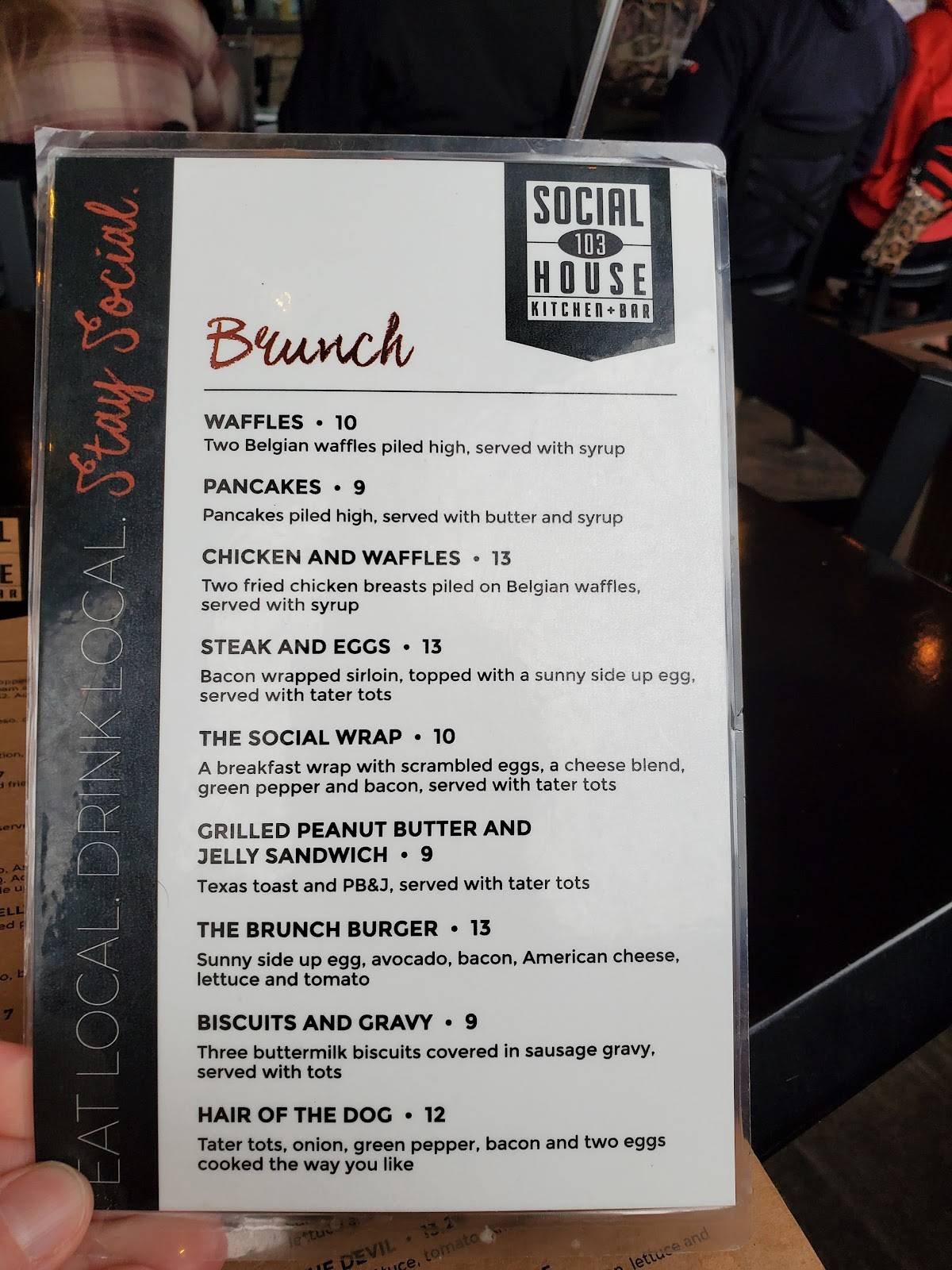 Menu at Social House 103 pub & bar, Dundee