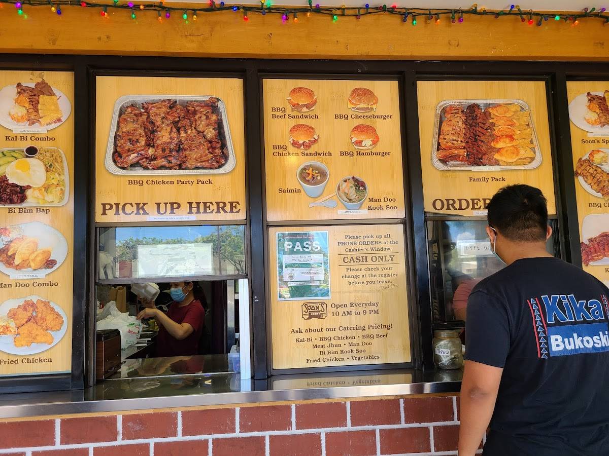 Menu at Soon's Kal Bi Drive In BBQ, Honolulu