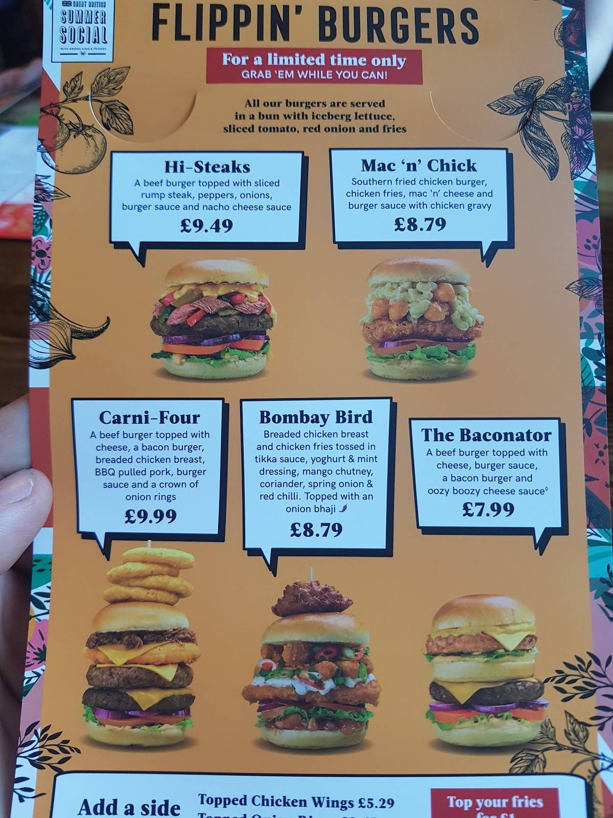 Menu at Southern Cross pub & bar, Watford, Southern Cross Hotel