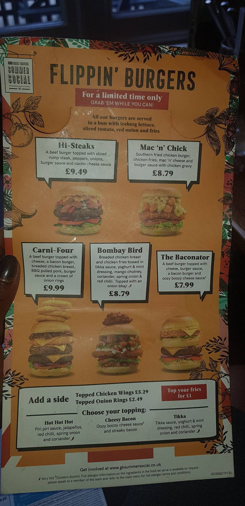 Menu at Southern Cross pub & bar, Watford, Southern Cross Hotel