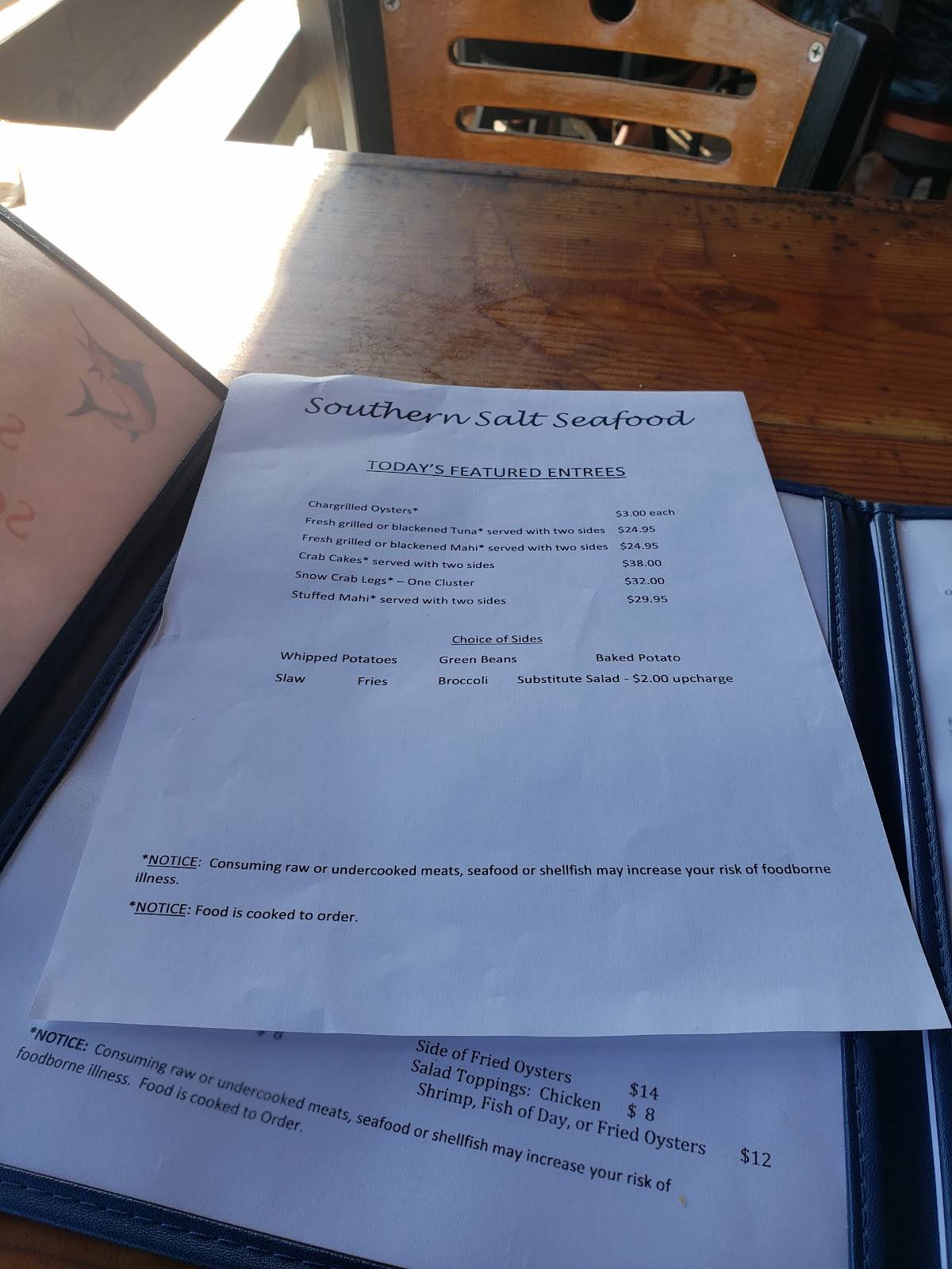 Menu at Southern Salt Seafood Company and Waterfront Restaurant ...