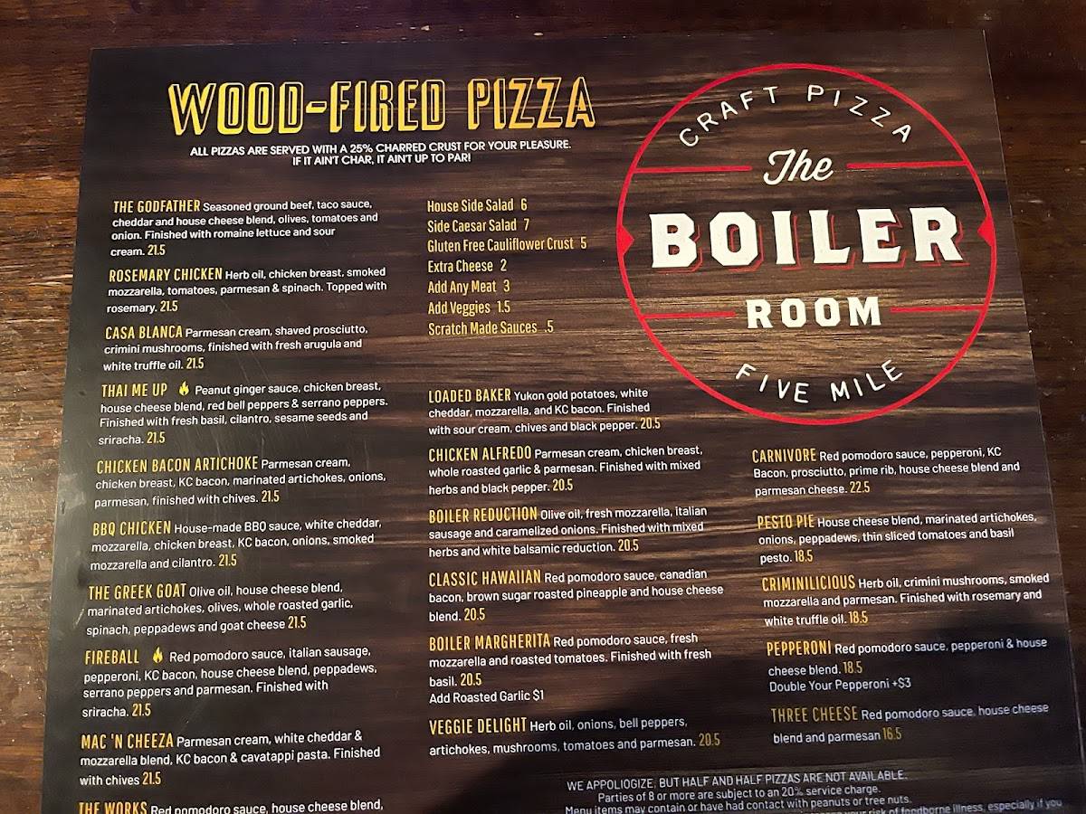 Menu at The Boiler Room pub & bar, Spokane