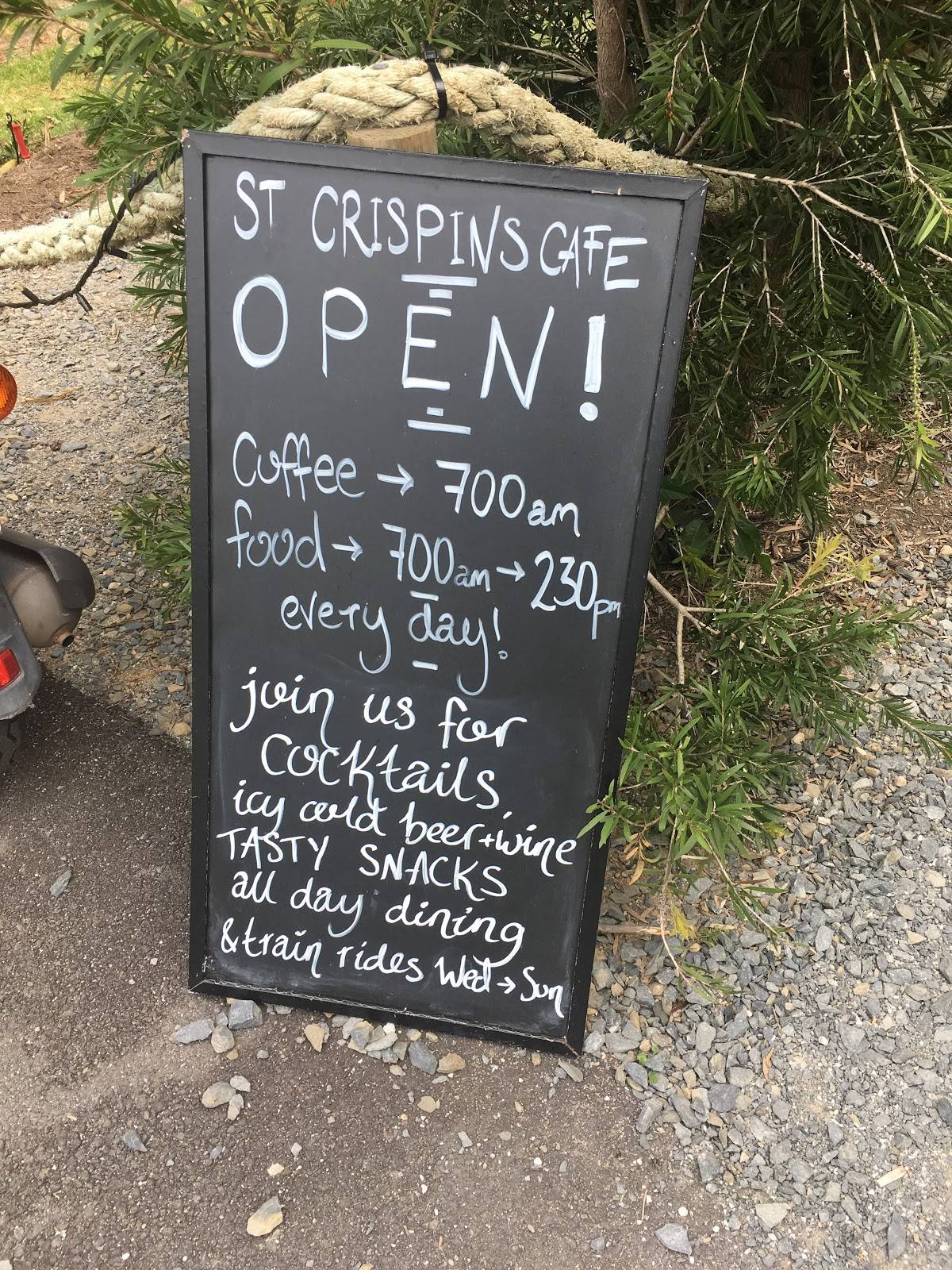 Menu at St. Crispins cafe, Port Douglas