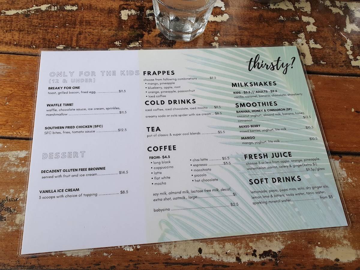 Menu at St. Crispins cafe, Port Douglas