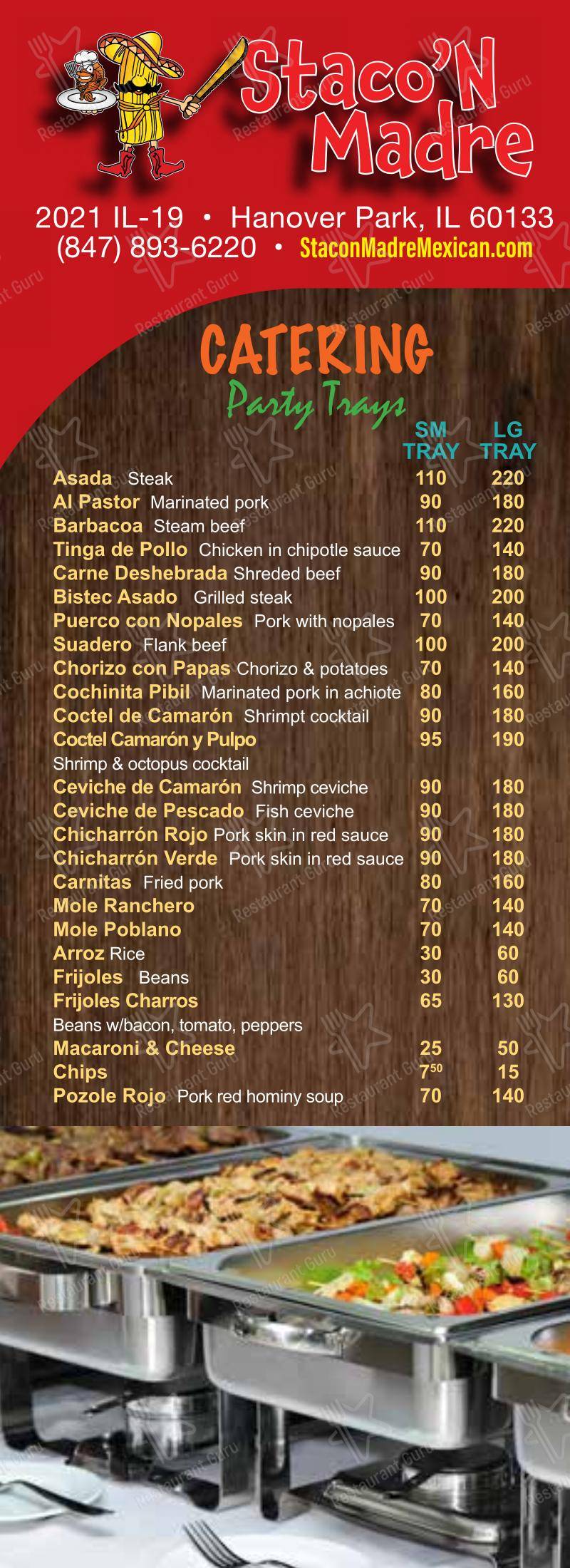 Menu at Staco'N Madre restaurant, Hanover Park, IL-19