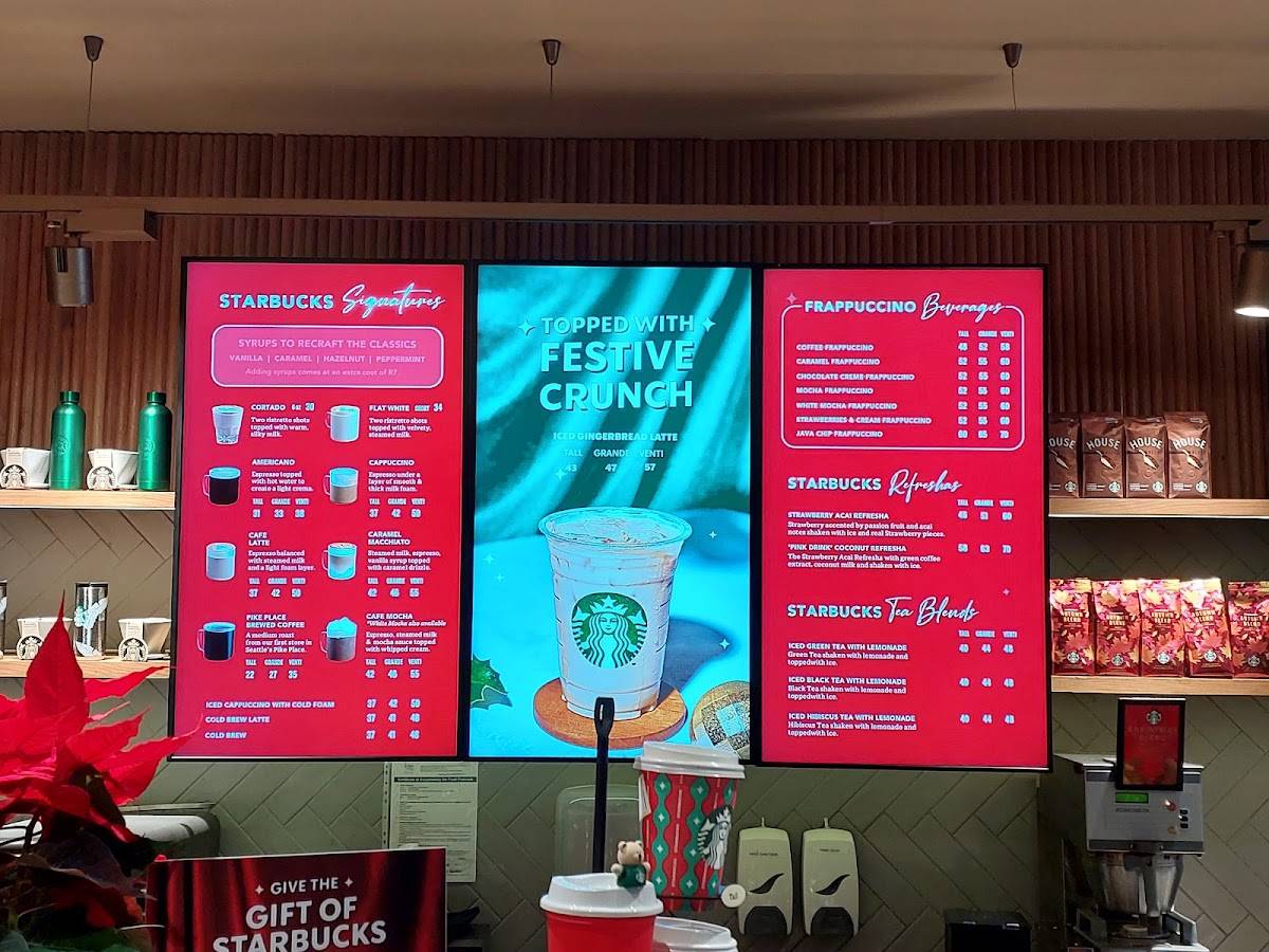 Menu at Starbucks Centurion Mall, Centurion