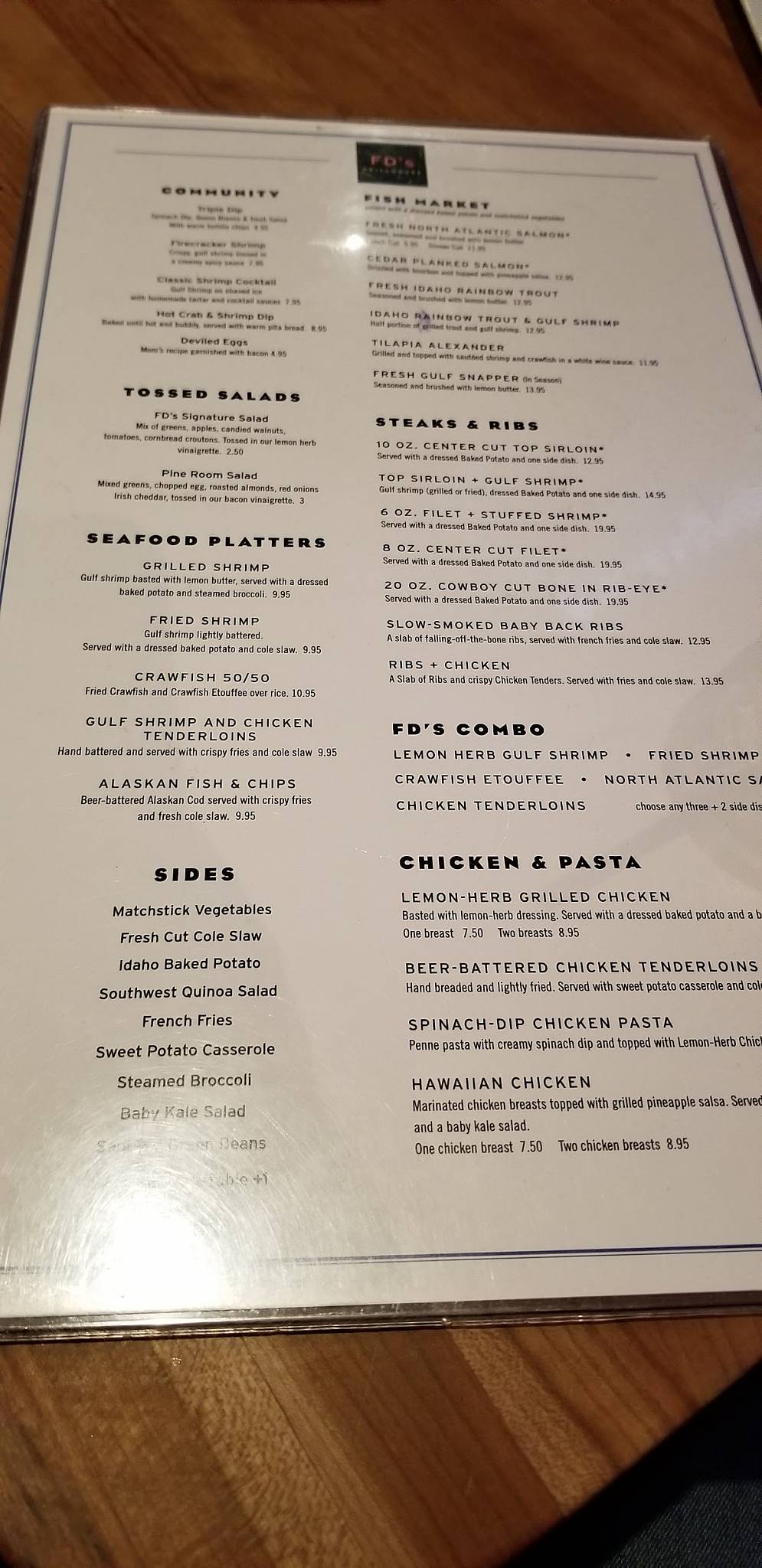 Menu at FD's Grillhouse steakhouse, Tyler, S Broadway Ave #494