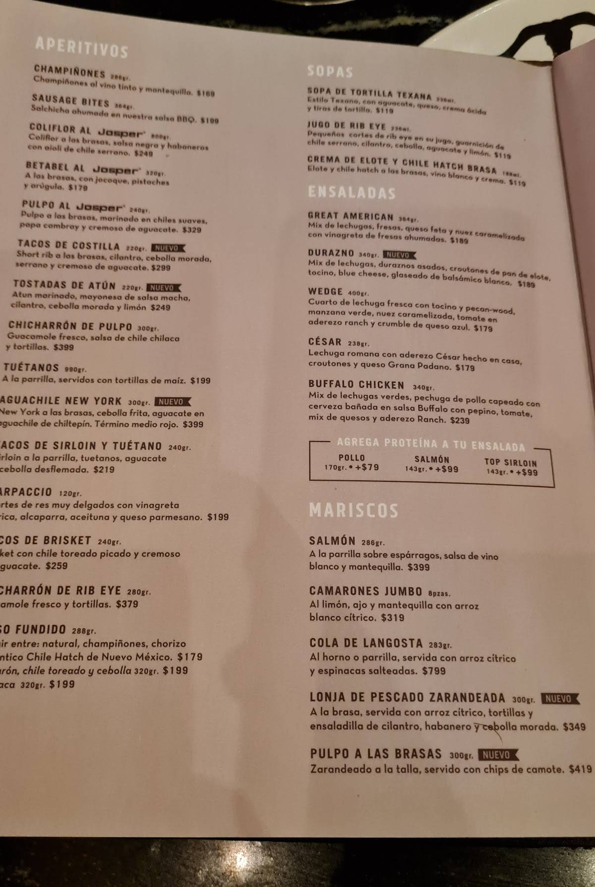 Carta de Great American Steakhouse - Ciudad Juárez, Ciudad Juarez, Blvd. Teófilo Borunda 8681