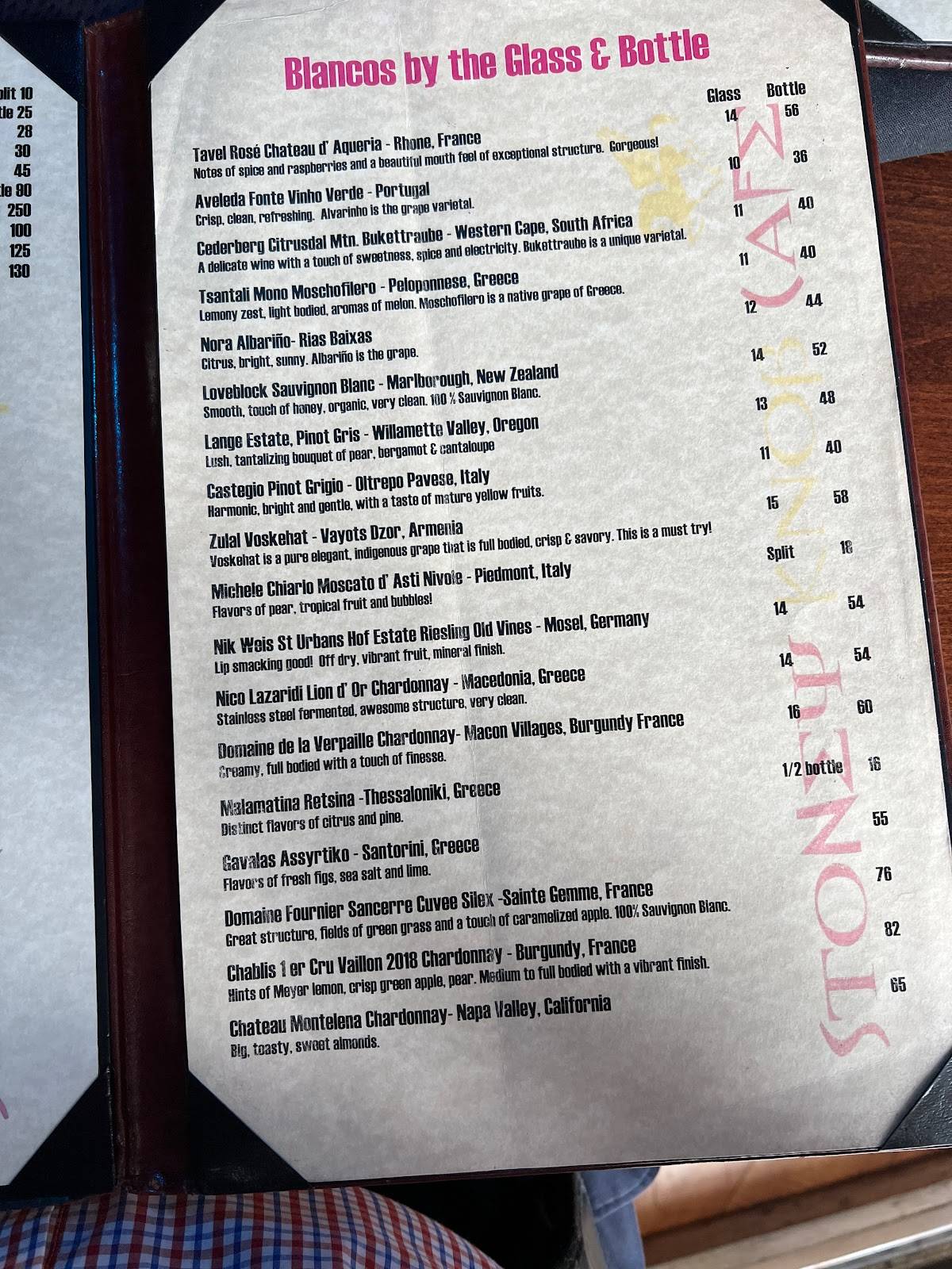 Menu at Stoney Knob Cafe, Weaverville