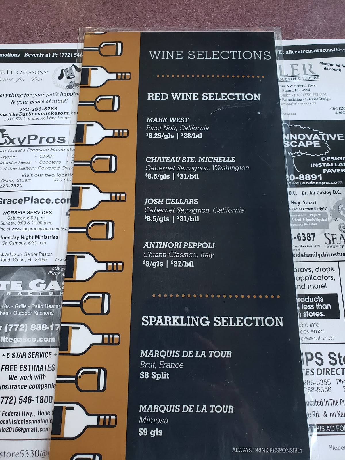 Menu at Galaxy Diner restaurant, Stuart