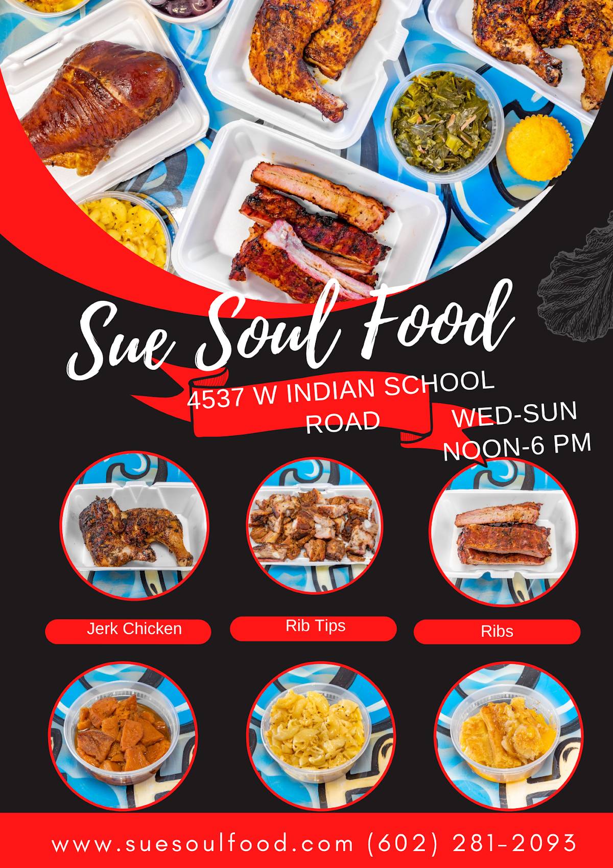 Menu at Sue Soul Food Heaven restaurant, Phoenix