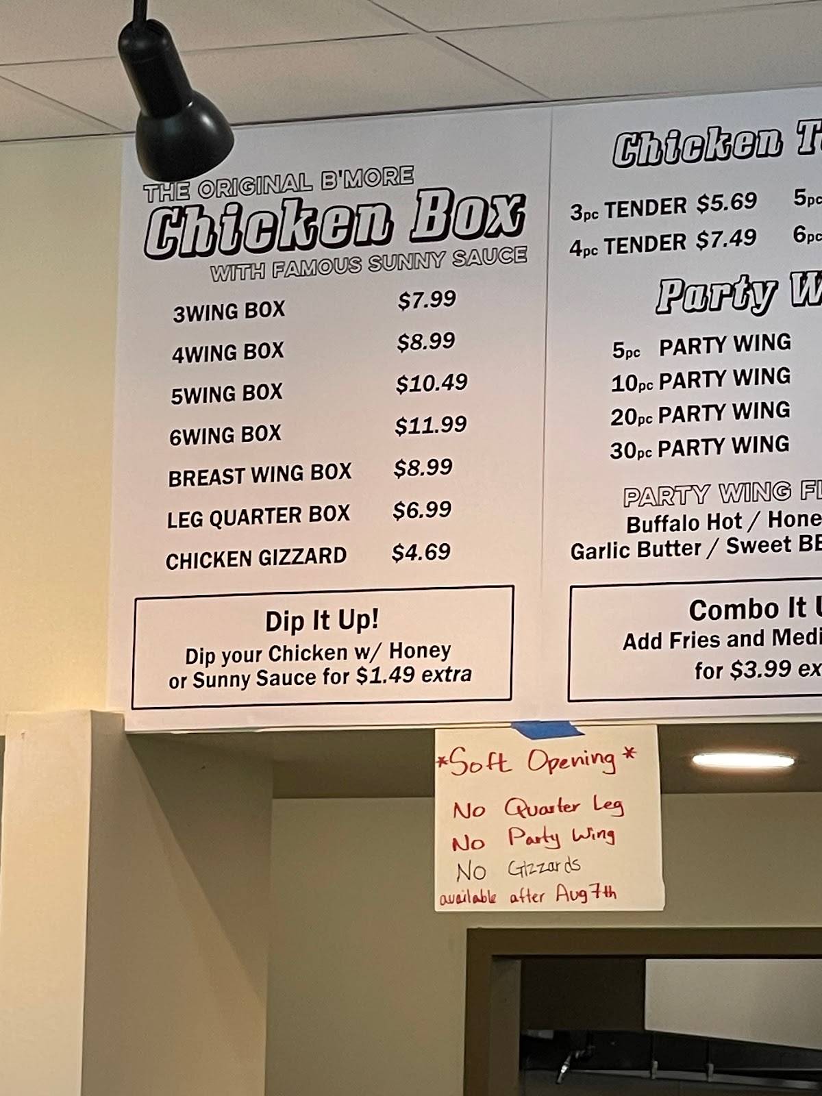 Menu at Sunny’s Sub restaurant, Baltimore, Havenwood Rd