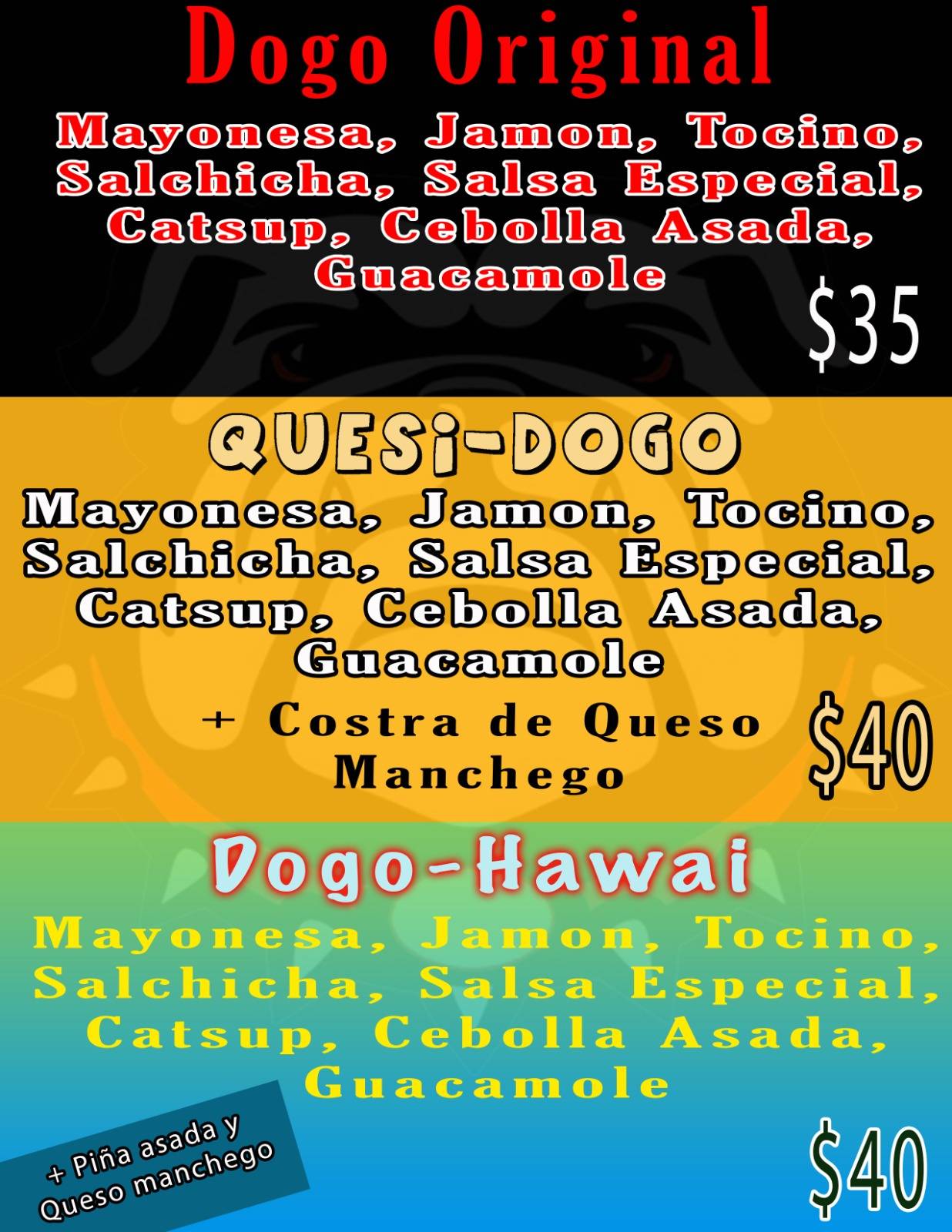 Menu at Super dogos restaurant, San Juan Ixtayopan