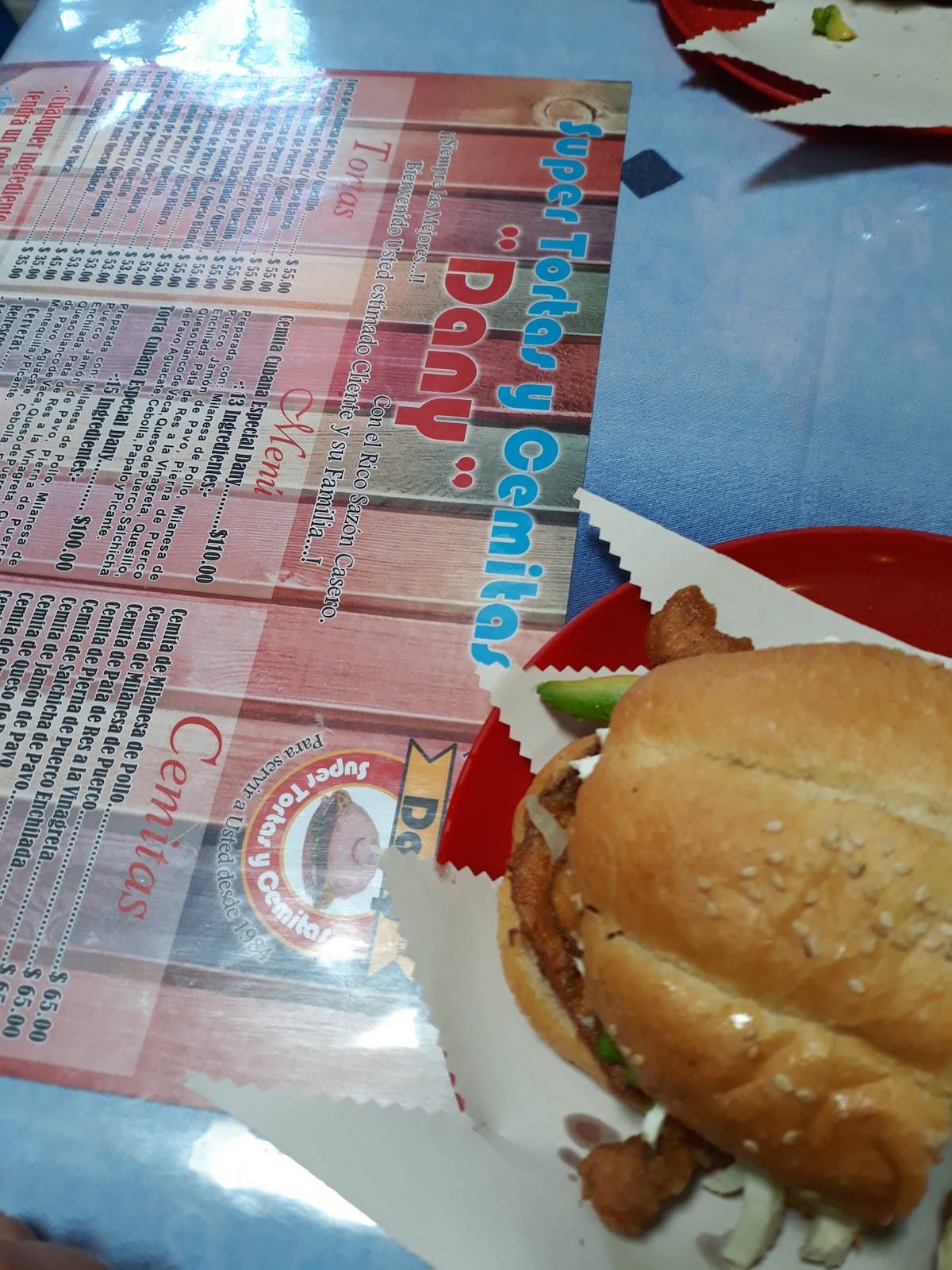 Carta del restaurante Super tortas Y Cemitas Dany, Tepeaca