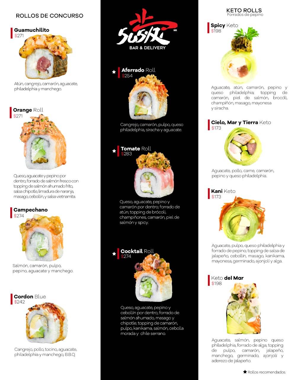 Menu at Sushi Bar & Delivery, Mexicali, Calz. Justo Sierra 1515