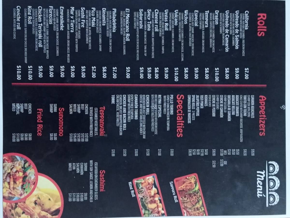 Menu at Sushi De Papa restaurant, Douglas, 524 E 8th St