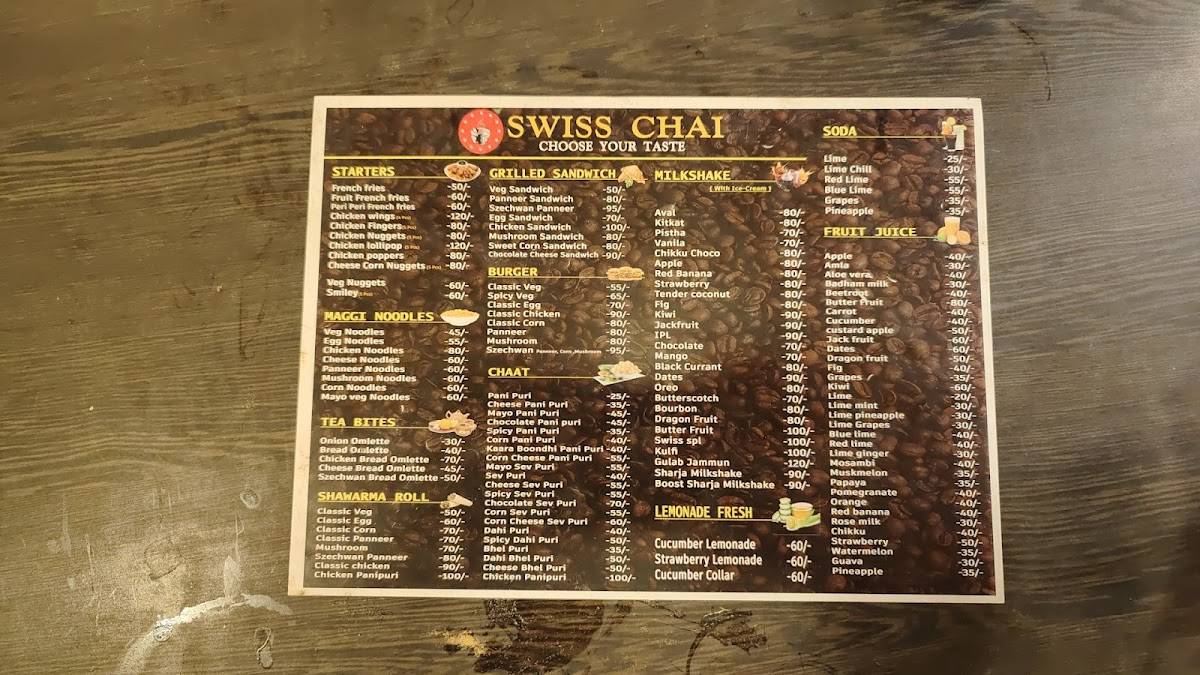 Menu at Swiss Chai, Chennai