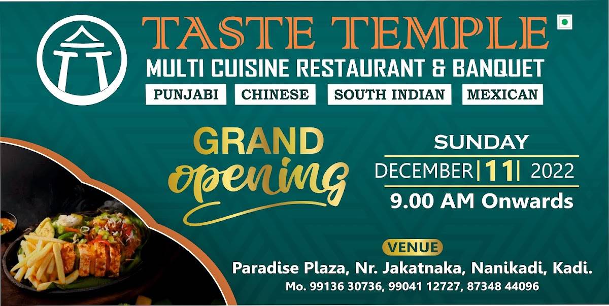 Menu at TASTE TEMPLE RESTAURANT, Kadi