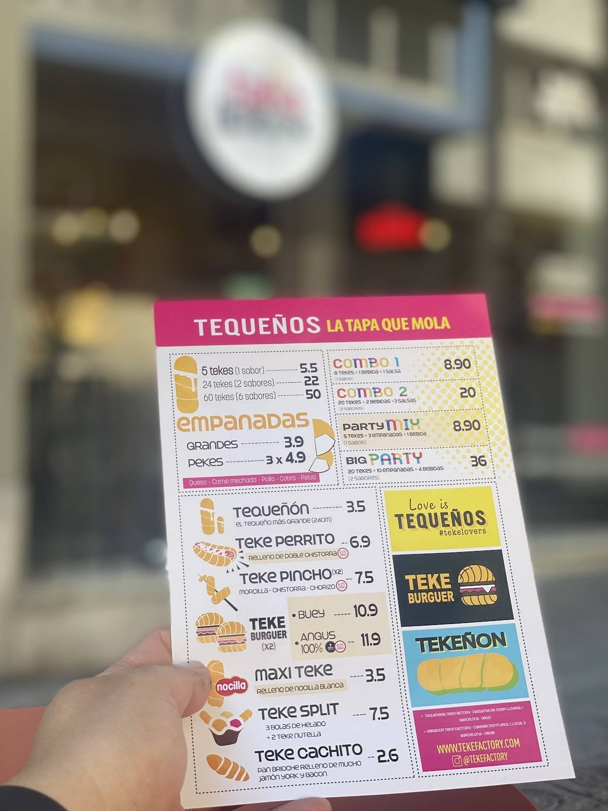 Carta del restaurante TEQUEÑERÍA TEKE FACTORY (tequeños), Barcelona