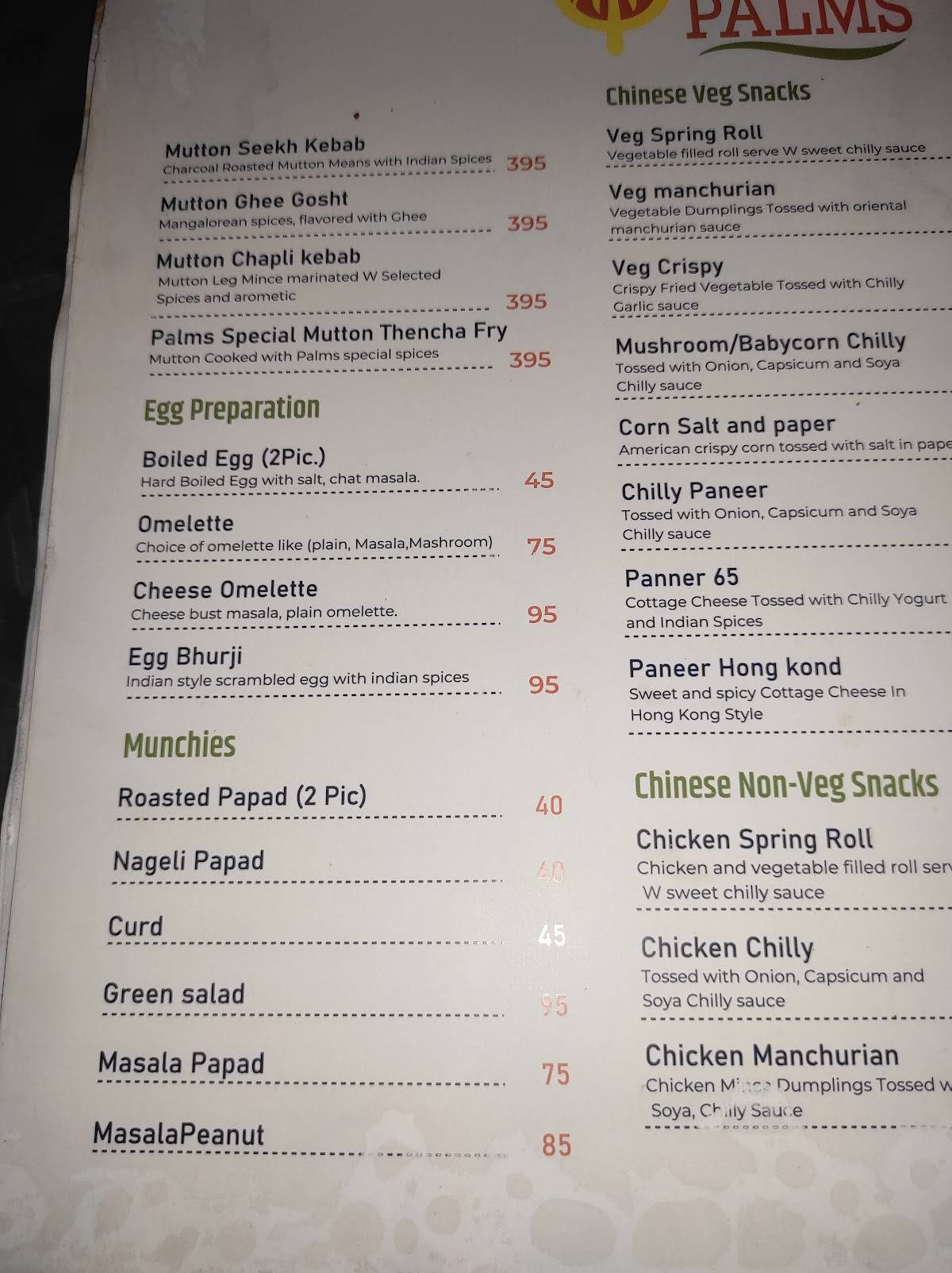 Menu at The Palms - Restro & Bar, Aurangabad