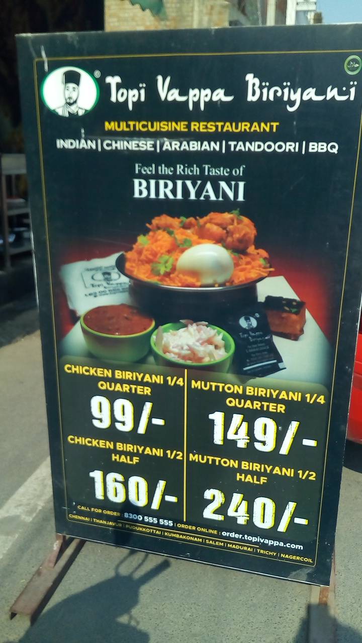 Menu at TOPI VAPPA BIRIYANI NANGANALLUR BRANCH, Chennai