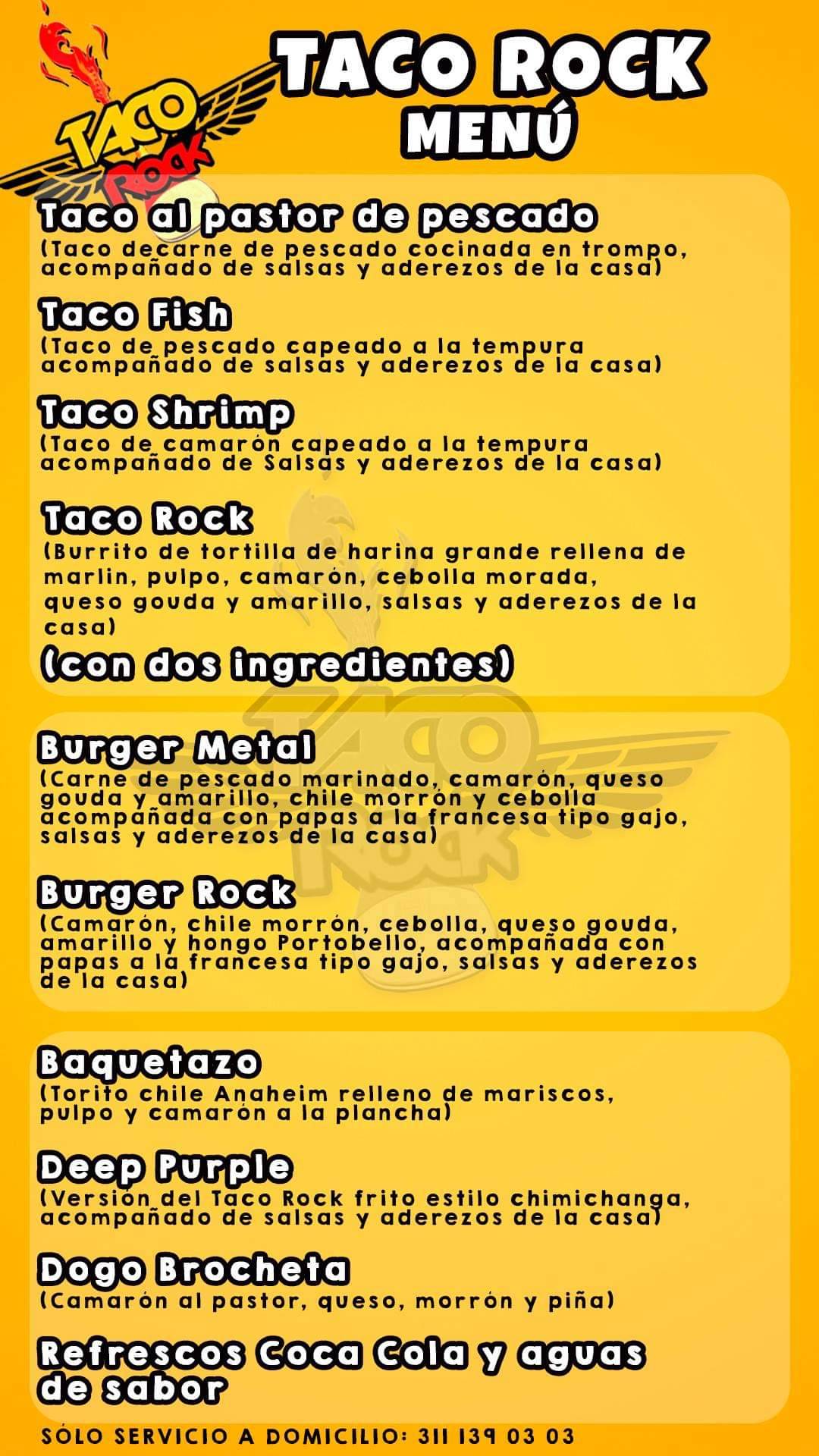 Carta del restaurante Taco Rock Tepic, Tepic