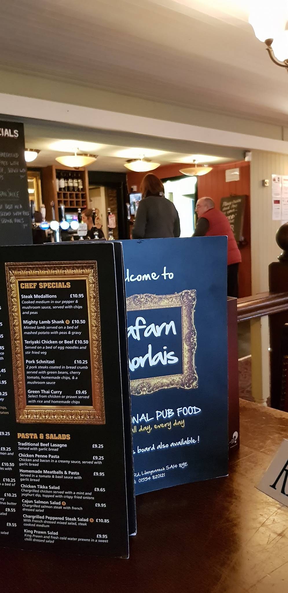 Menu at Tafarn Morlais pub & bar, Llanelli
