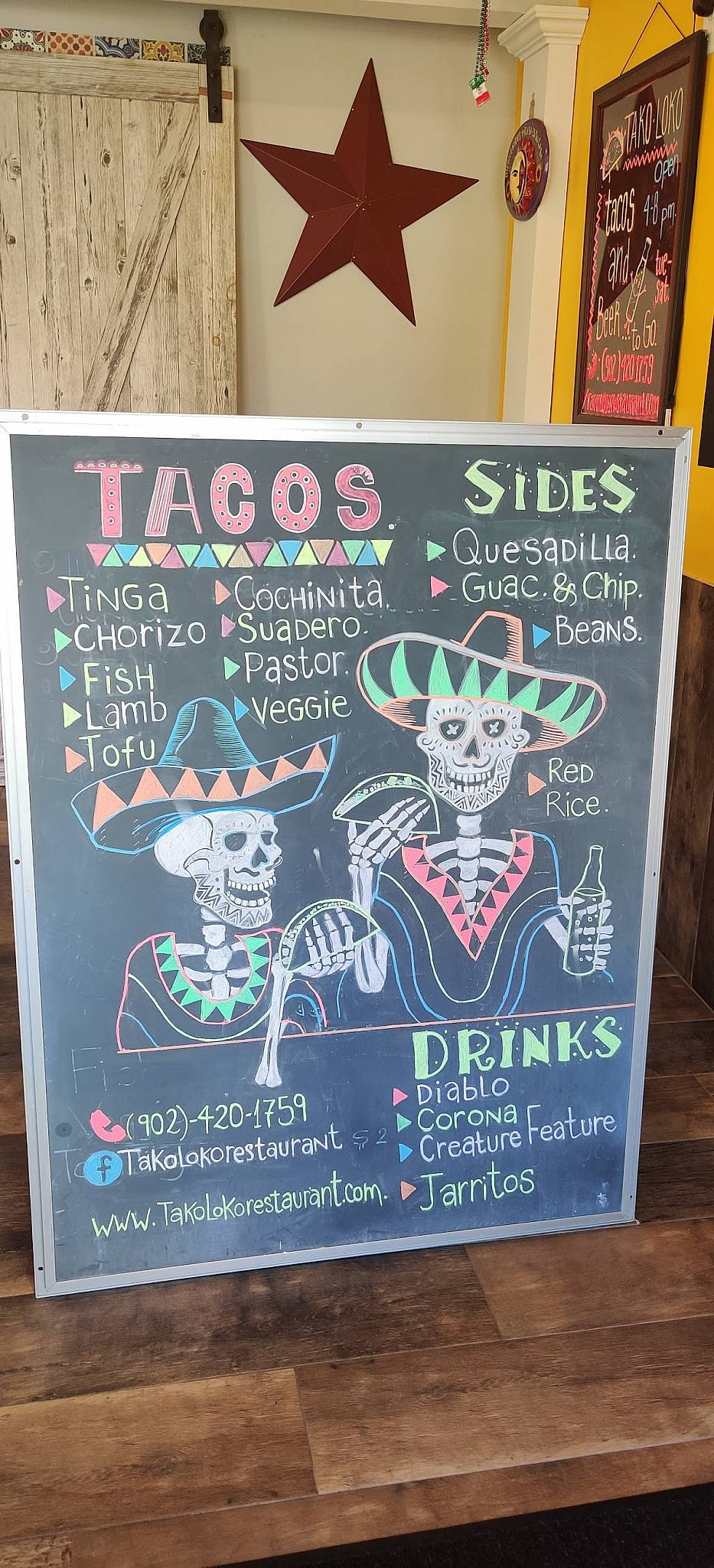 Menu at Tako Loko Mexican Restaurant, Halifax