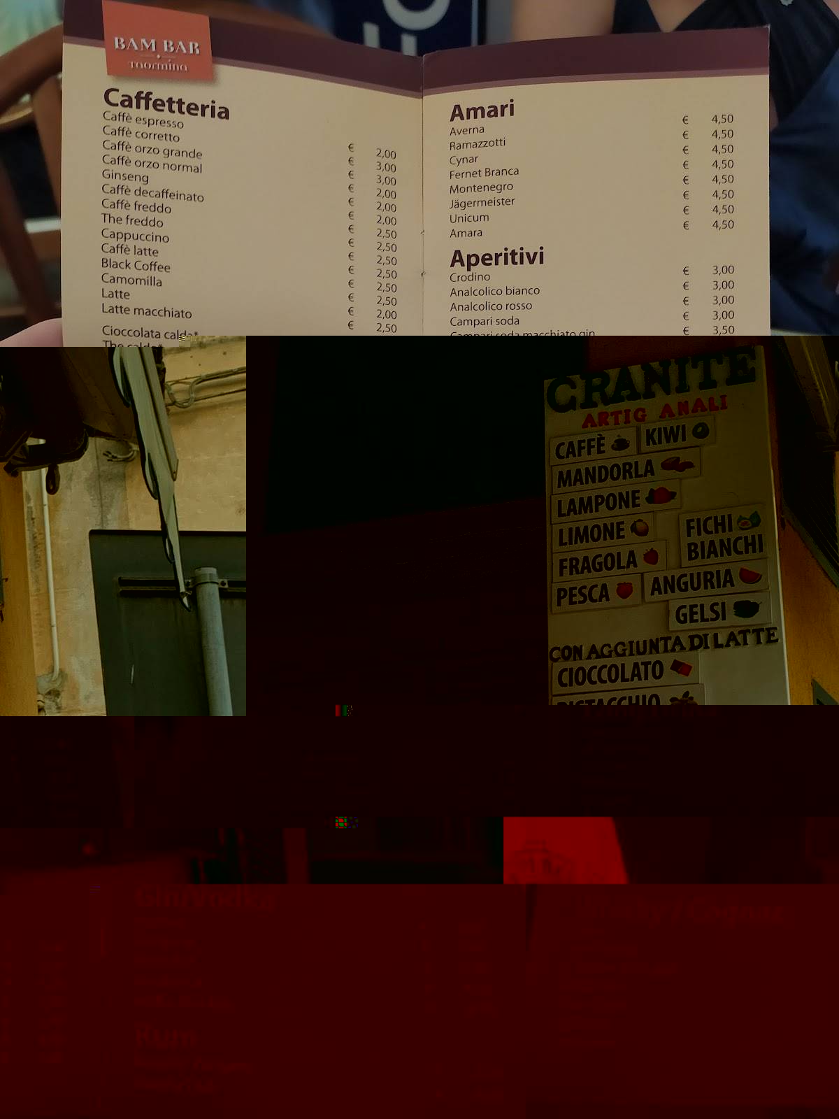 Menu da Bam Bar, Taormina